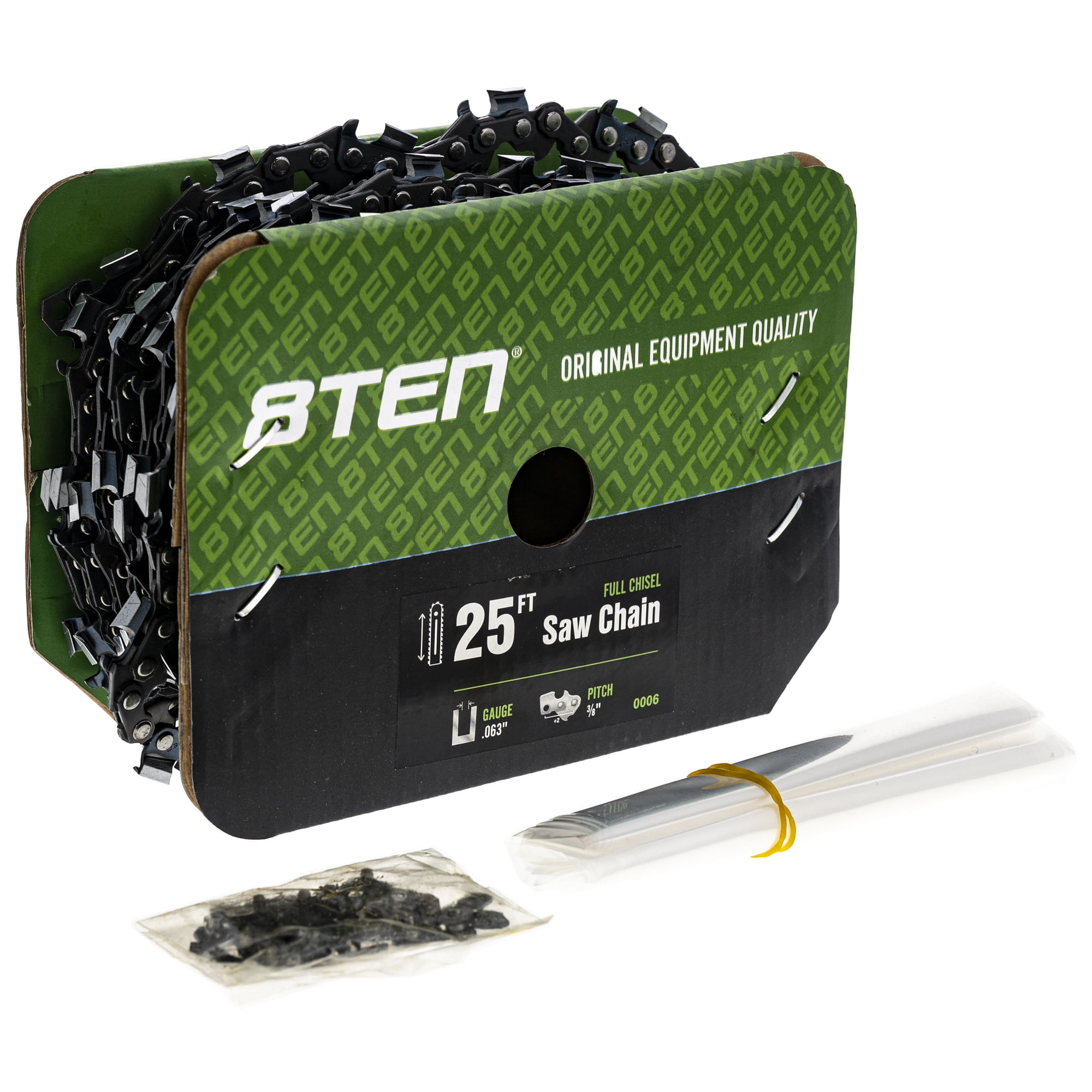 8TEN Chainsaw Chain Bulk Reel Full Chisel 25 Foot .063 3/8 Pitch 810 ...