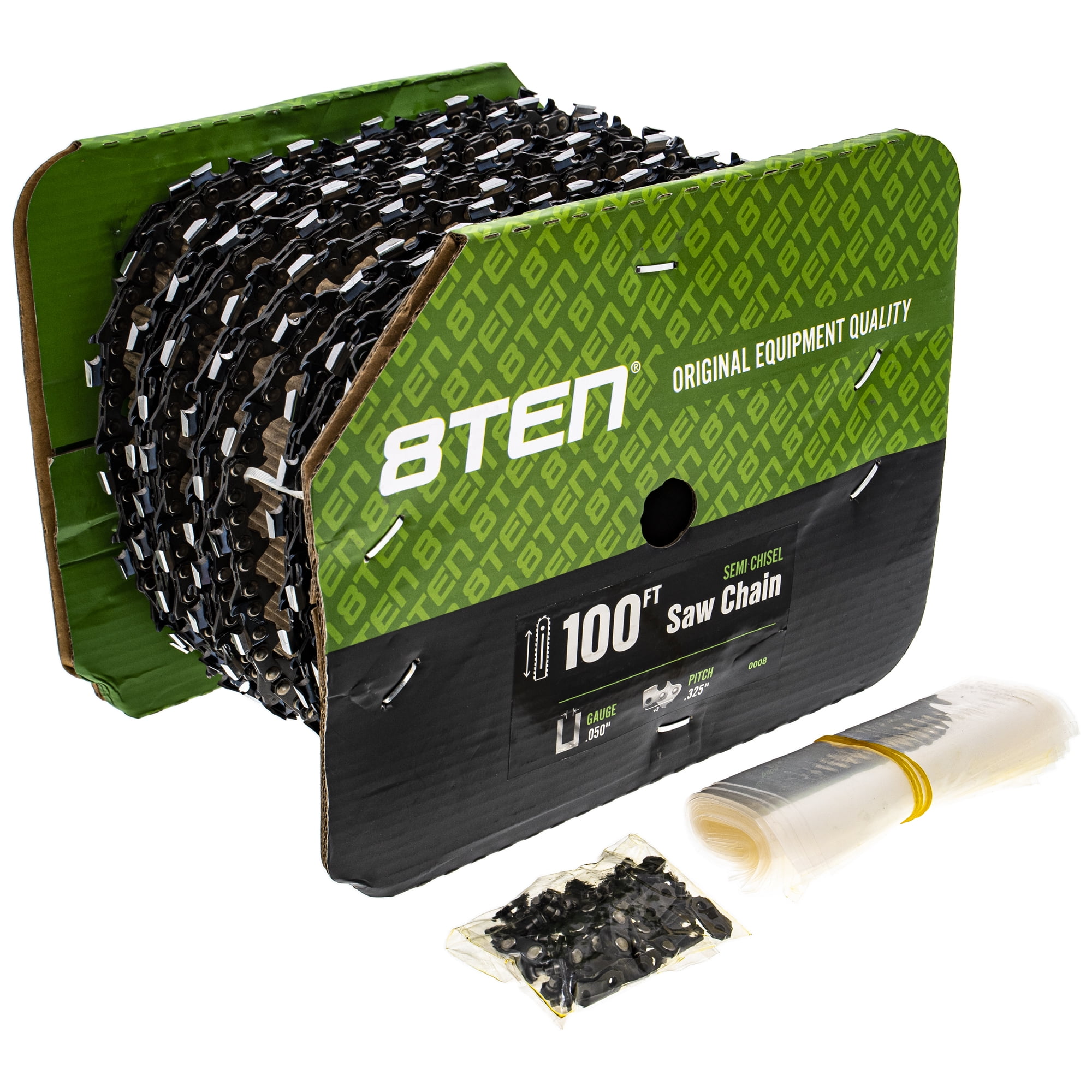8TEN Chainsaw Chain Bulk Reel Semi Chisel 100 Foot .050 .325 Pitch 810 ...