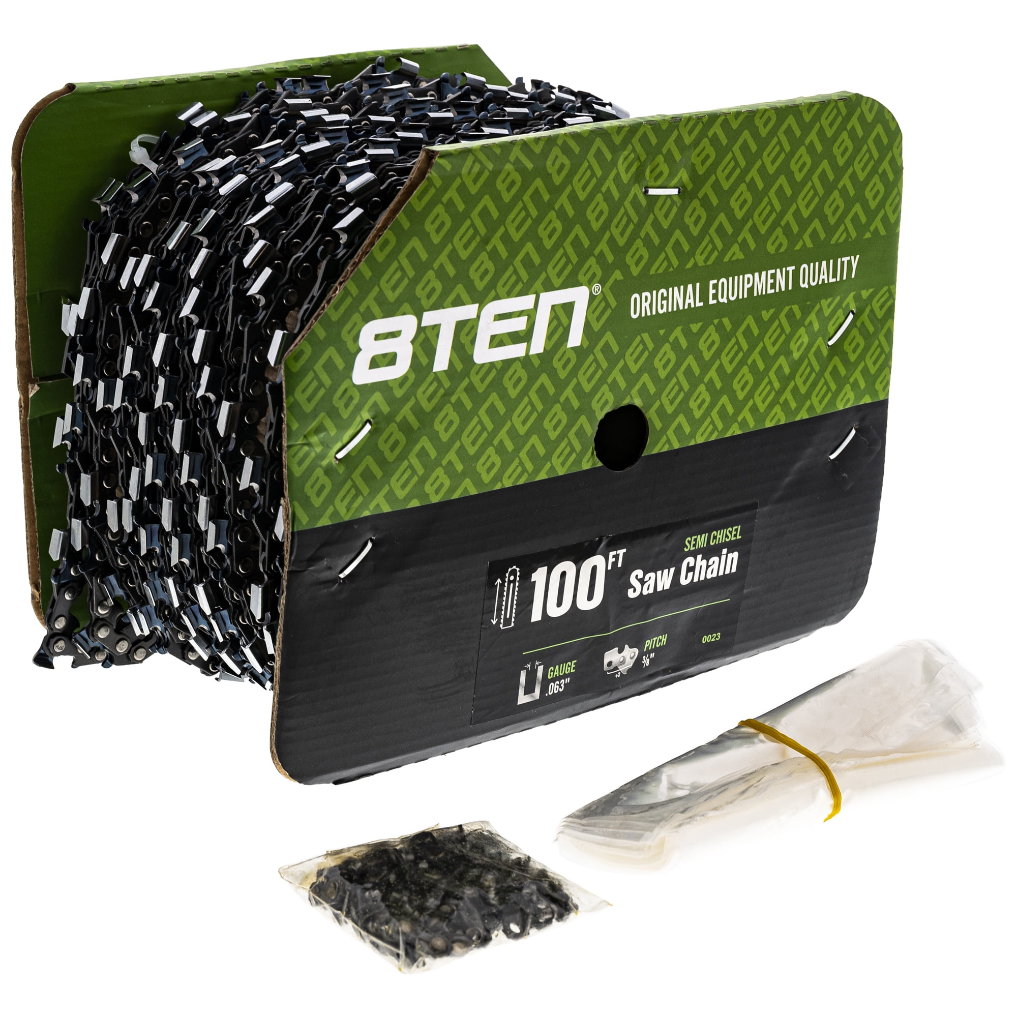 8TEN Chainsaw Chain Bulk Reel, Semi Chisel, 100 Foot, .063 Gauge, 3/8 ...