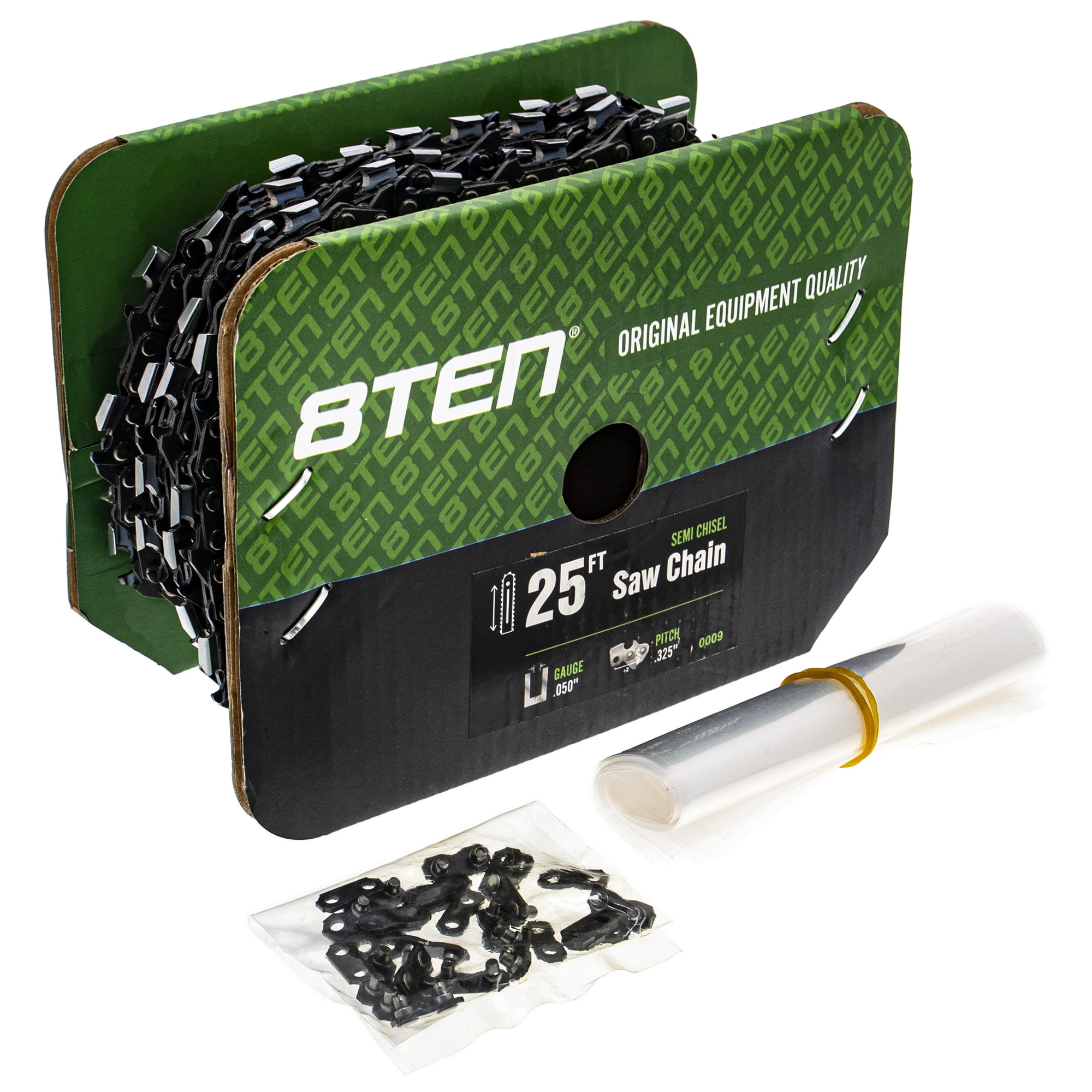 8TEN Chainsaw Chain Bulk Reel Semi Chisel 25 Foot .050 .325 Pitch 810 ...