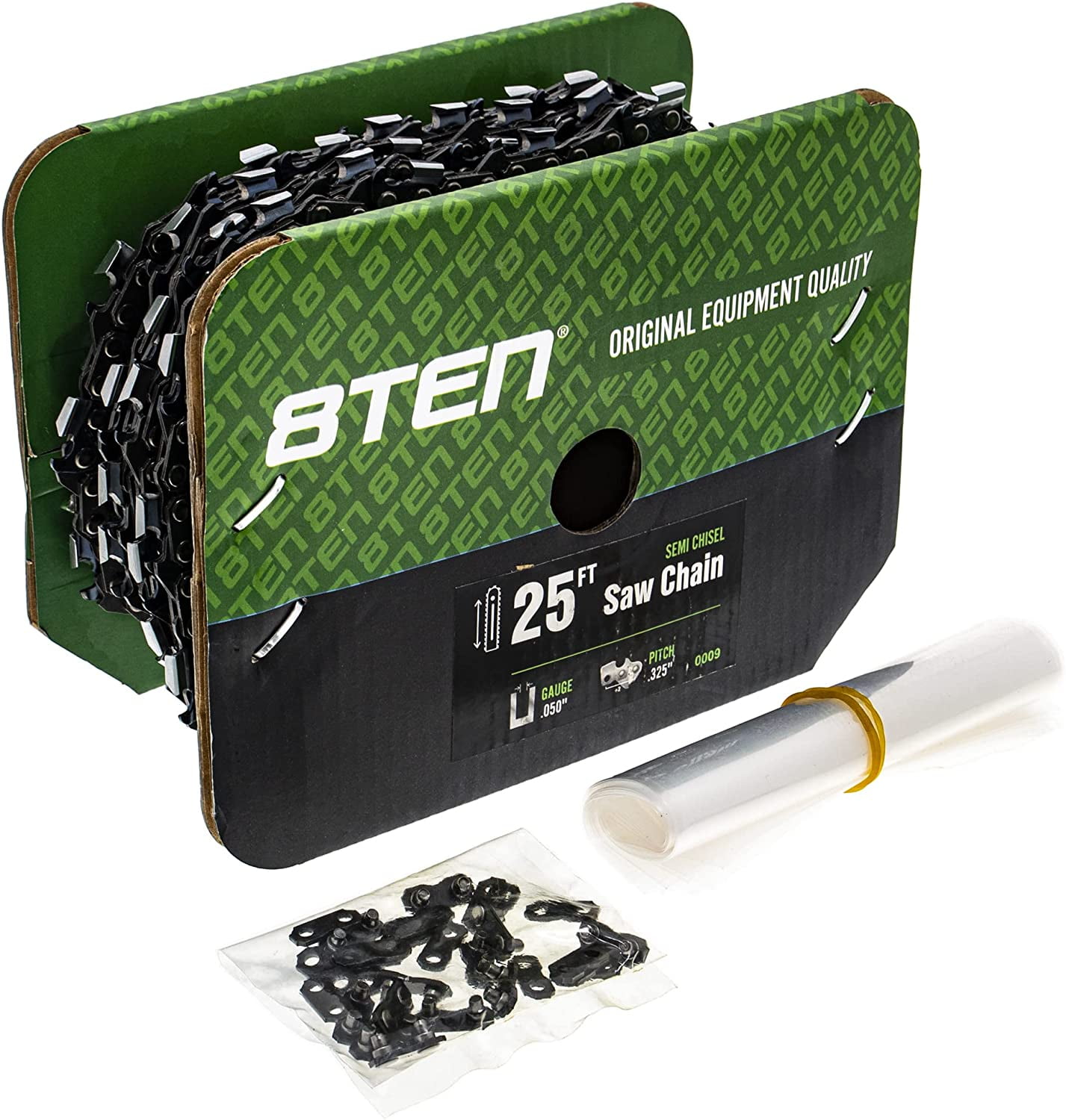 8TEN Chainsaw Chain Bulk Reel Semi Chisel 25 Foot .050 Gauge .325 Pitch ...