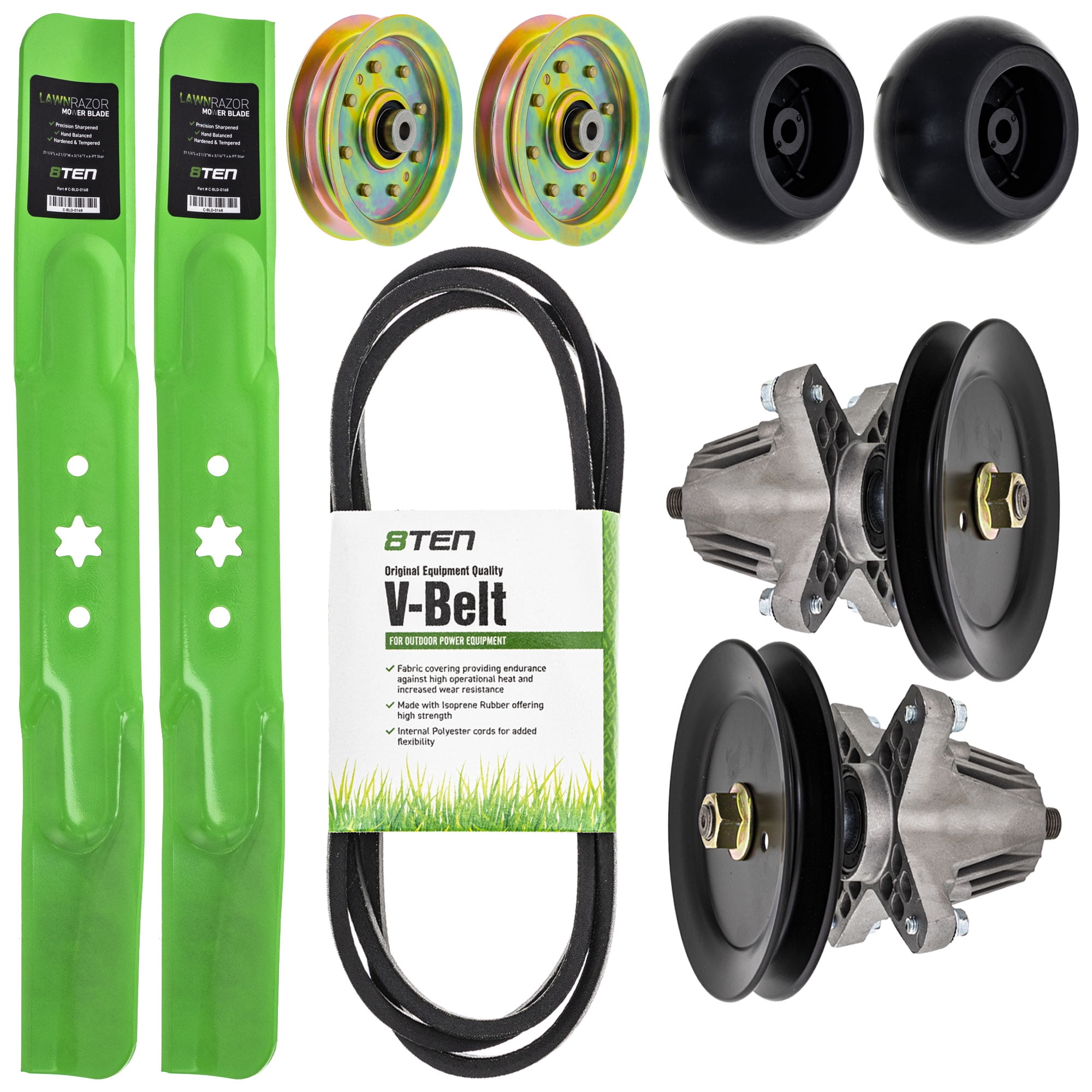 8TEN Deck Kit Blade Spindle Belt Idler Deck Wheels for Troy Bilt Bronco ...