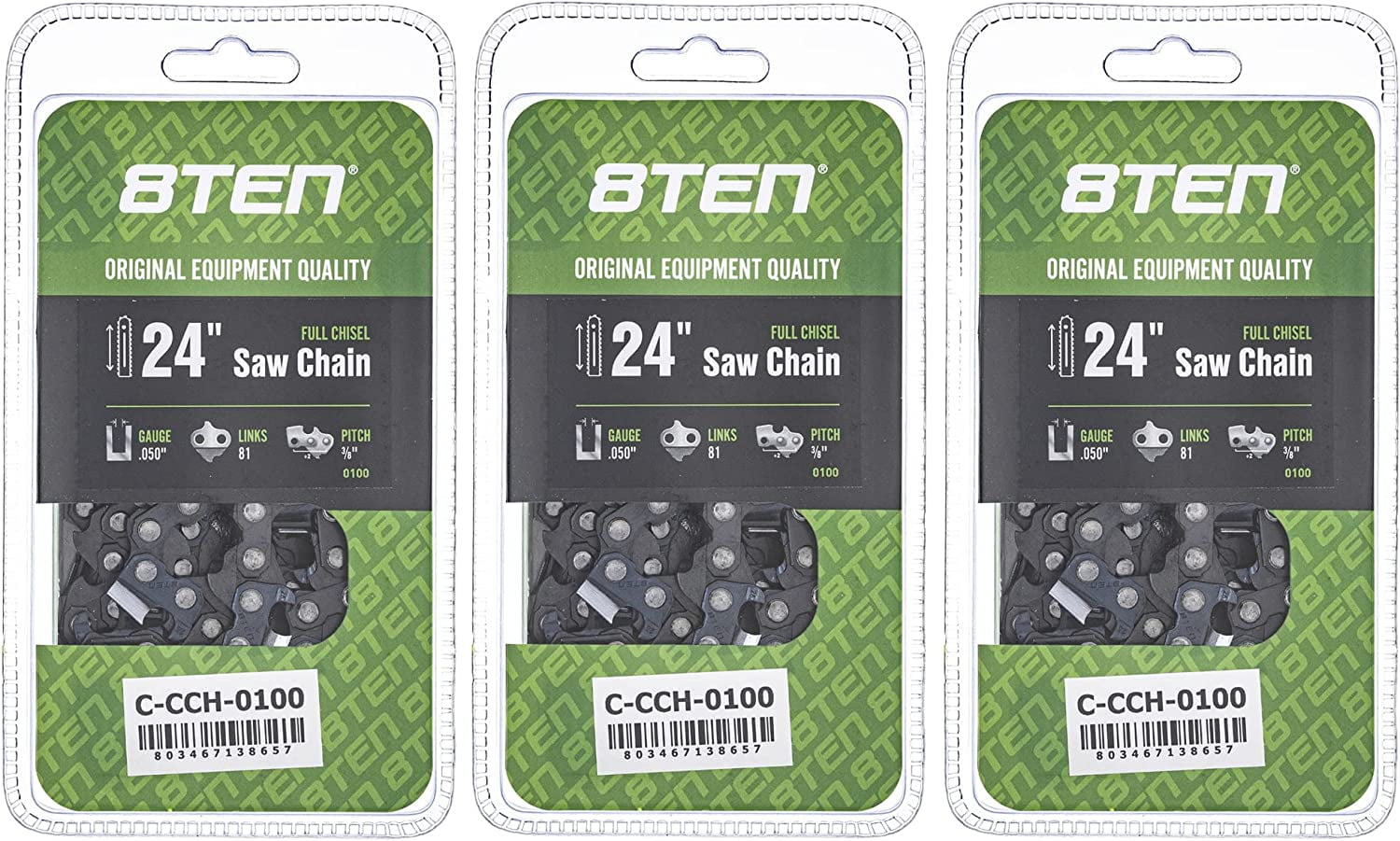 8TEN Full Chisel Chainsaw Chain 24 Inch .050 3/8 81DL For Echo CS-600P ...