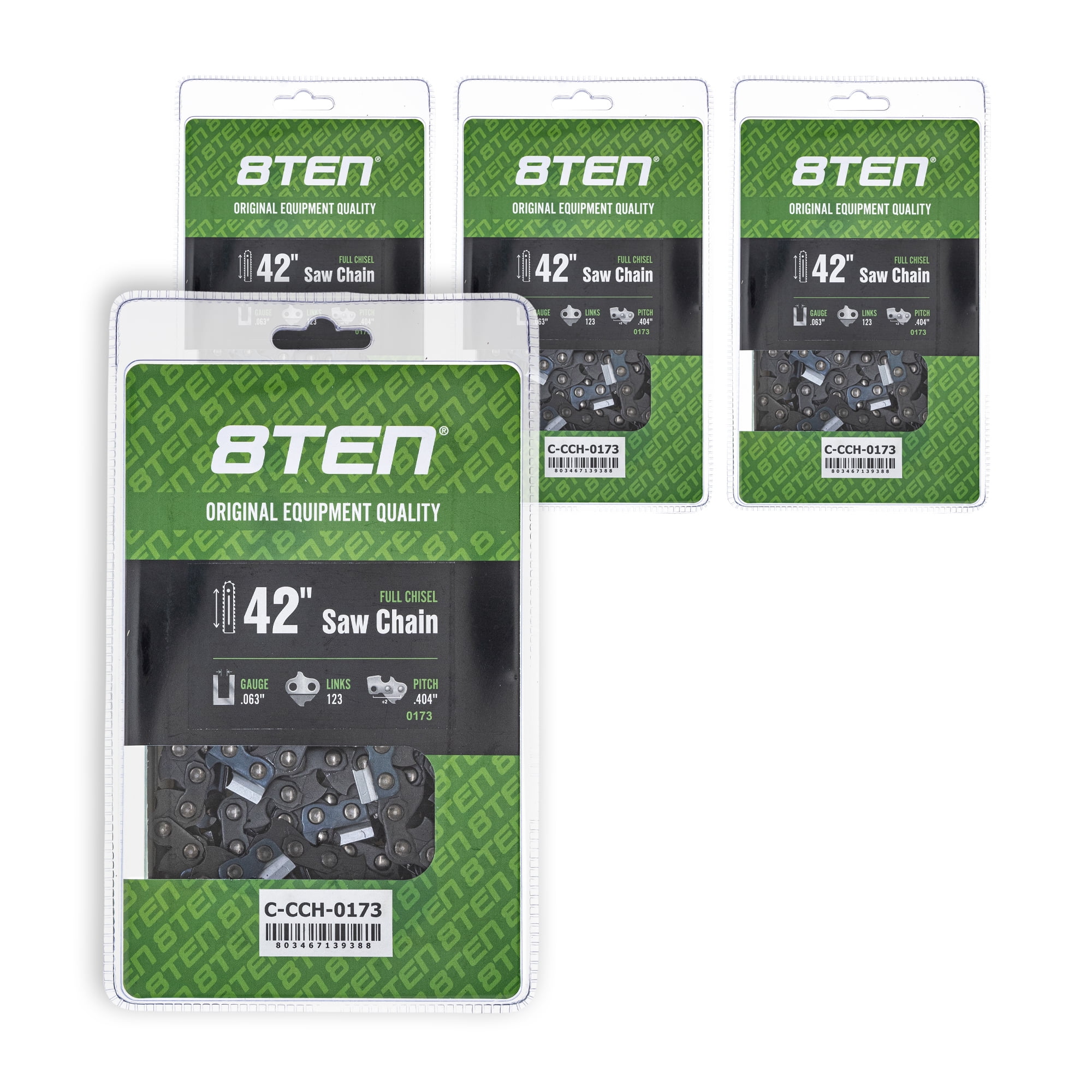 8TEN Full Chisel Chainsaw Chain 42 inch .063 .404 123DL 4 Pack 810 ...
