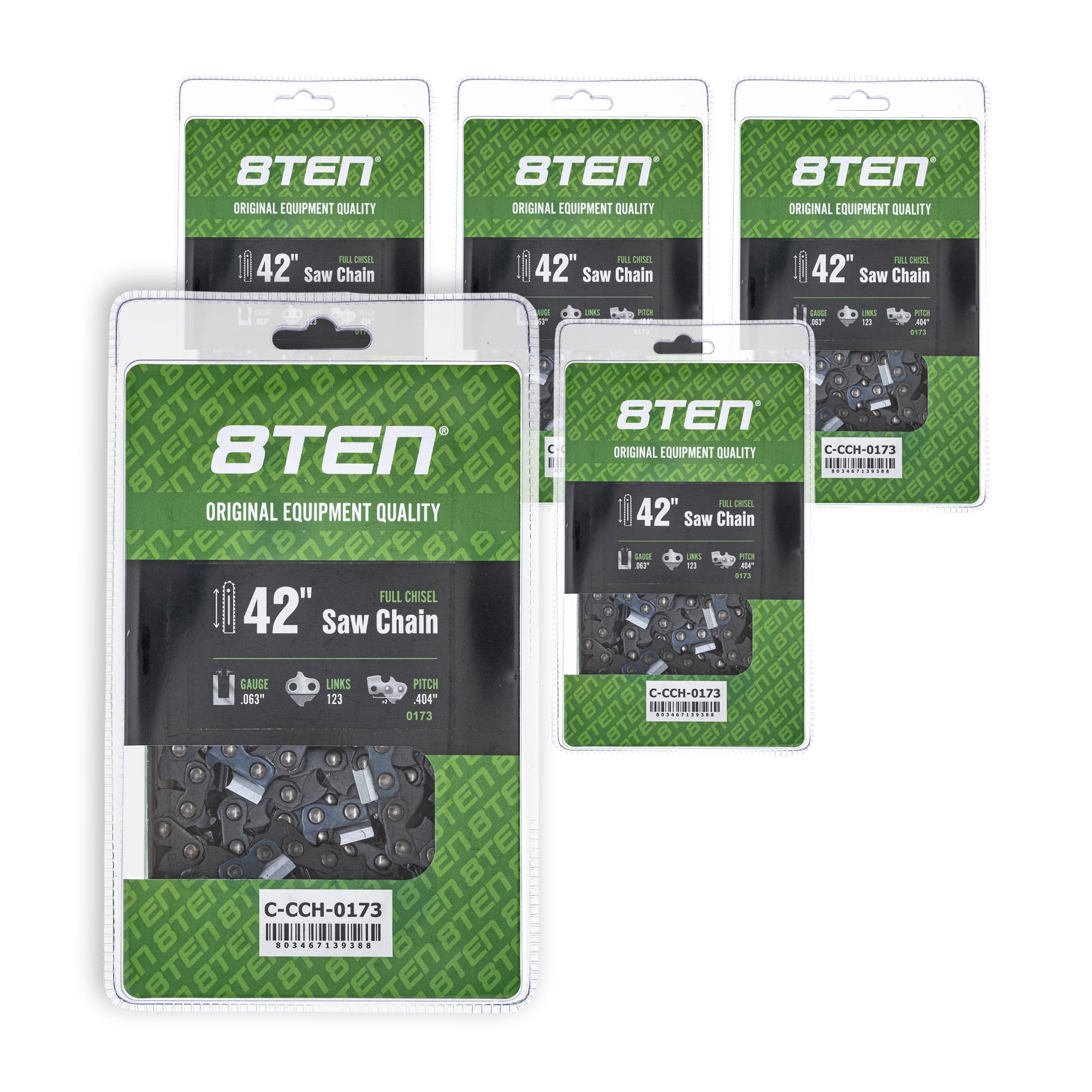 8TEN Full Chisel Chainsaw Chain 42 inch .063 .404 123DL 5 Pack 810 ...
