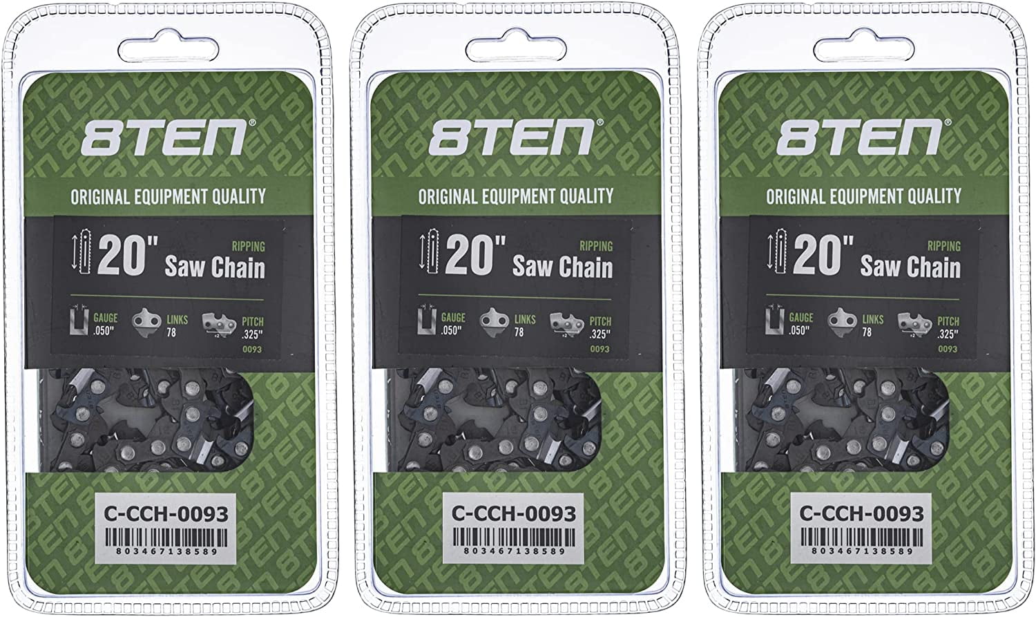 8TEN Ripping Chainsaw Chain 20 Inch .050 .325 78DL for 55 38 40 ...