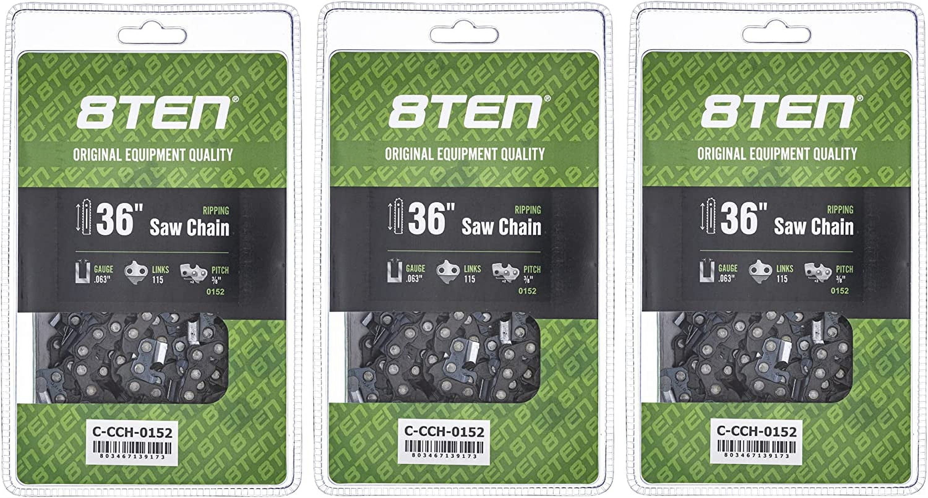 8TEN Ripping Chainsaw Chain 36 Inch .063 3/8 115DL for Poulan 372 385 ...