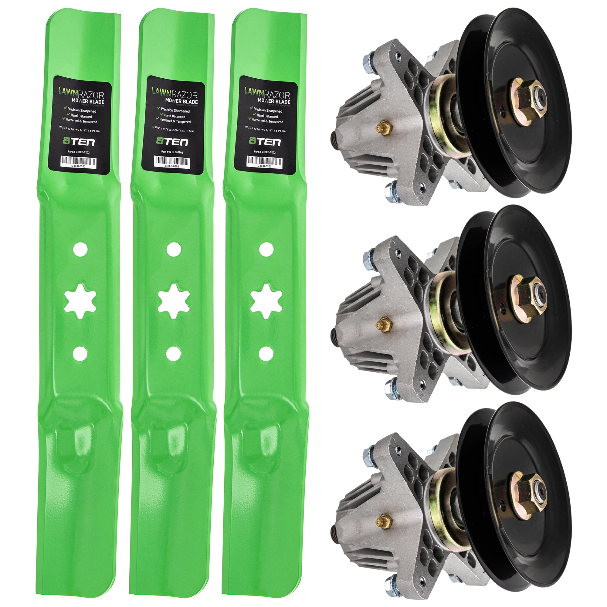 8TEN, Spindle High Lift Blade Kit, 50 inch for Cub Cadet RZT L50 ...