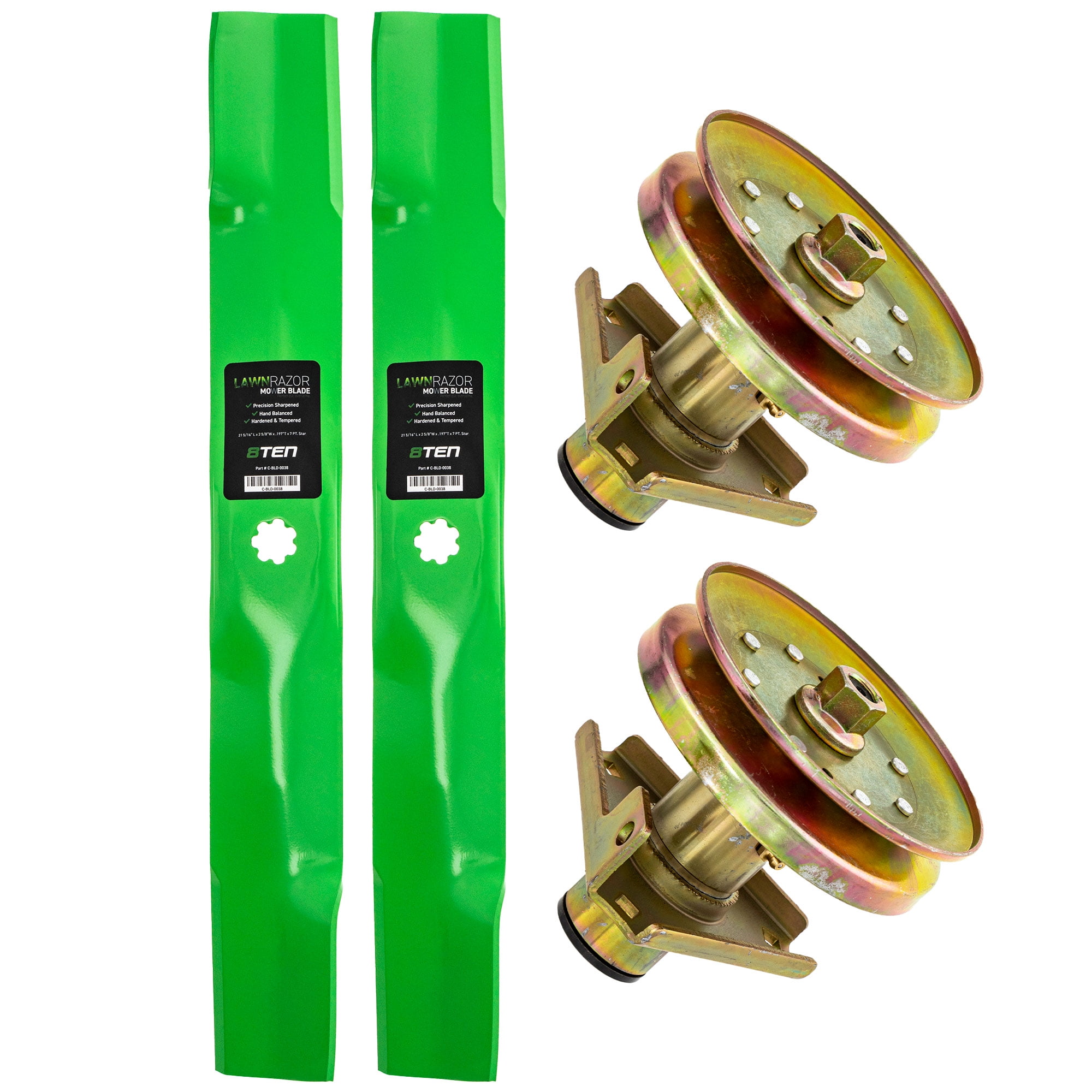 8TEN Spindle High Lift Blade Kit for John Deere LT180 LT160 AM126225 ...