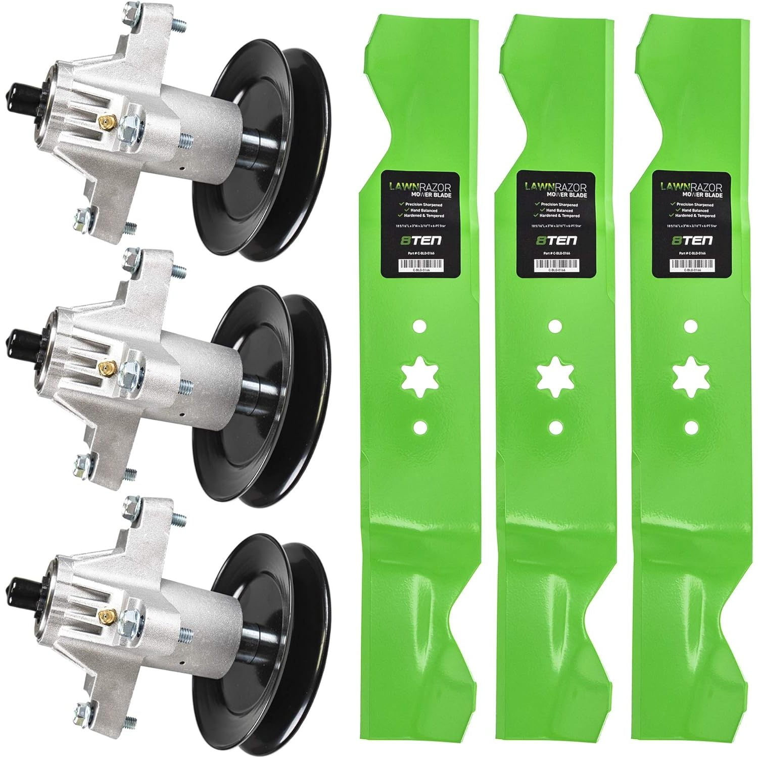 8TEN Spindle Mulching Blade Kit for MTD Cub Cadet 54 inch Cut Deck RZT ...