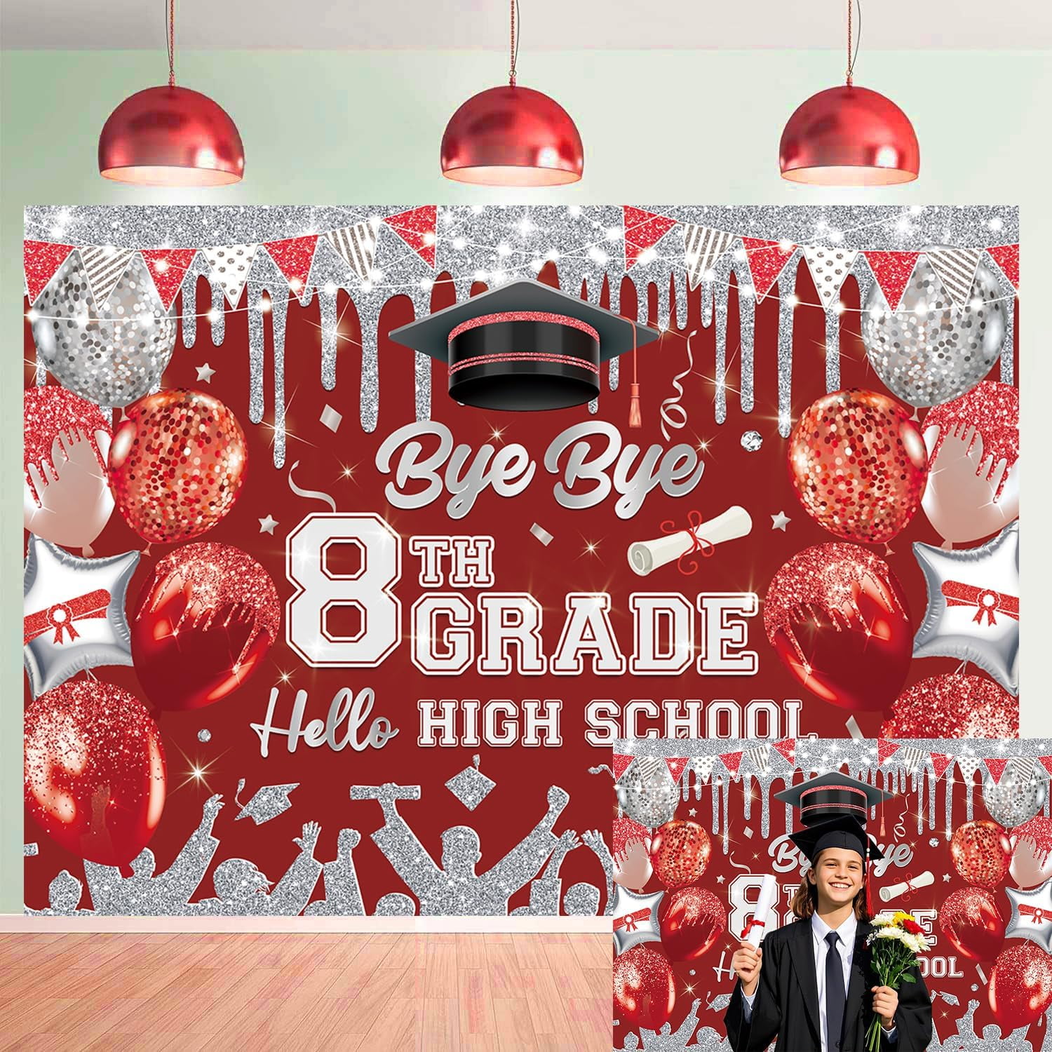 8TH Grade Graduation Decorations 2025 Backdrop for Bye Bye 8TH Grade ...