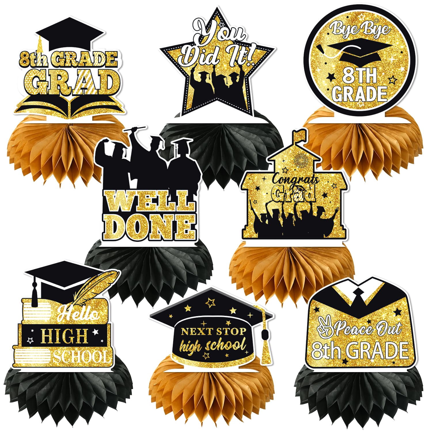 8TH Grade Graduation Honeycomb DHF10 Centerpieces, 8TH Grade Graduation ...