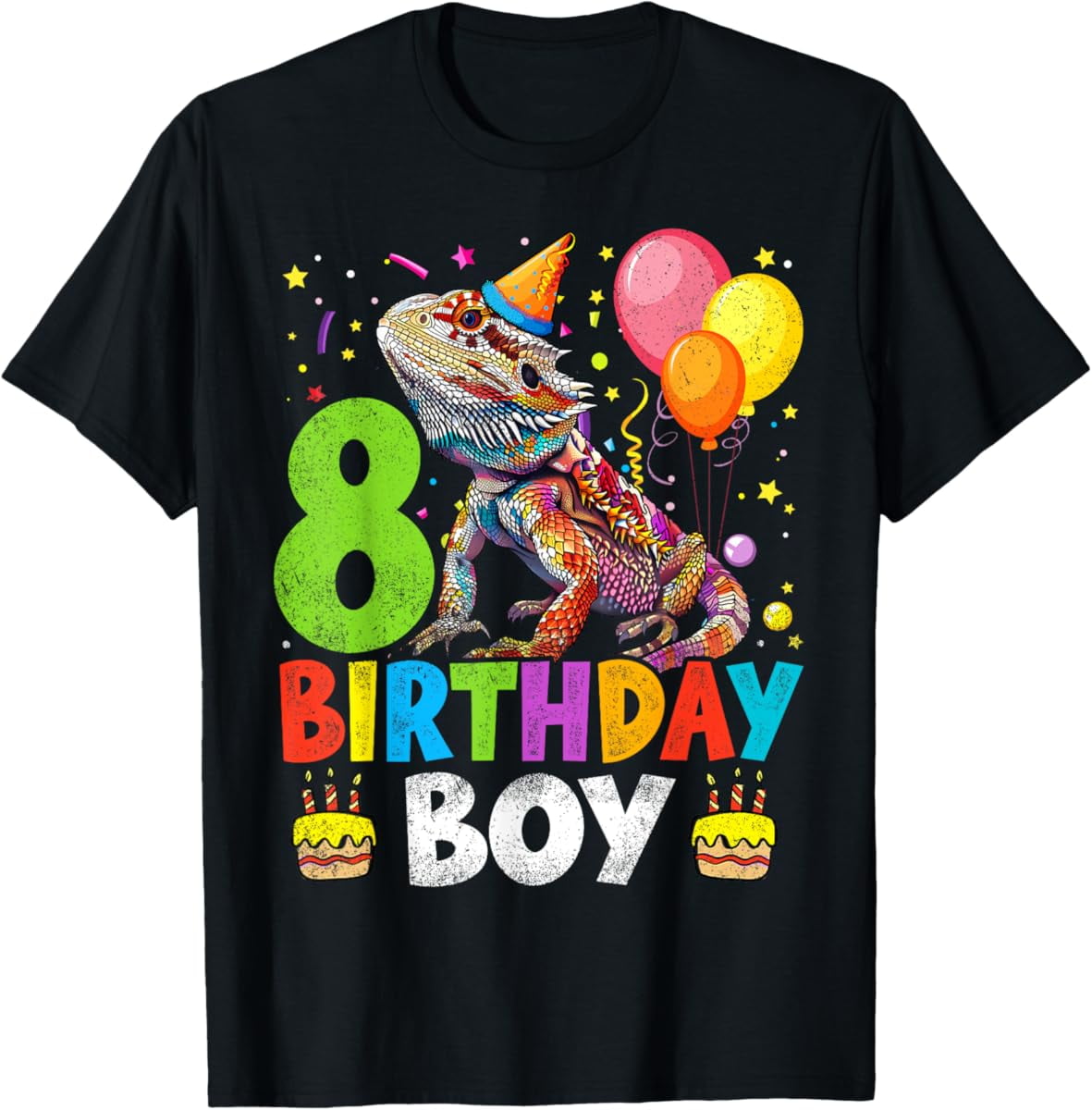 8Th Birthday Bearded Dragon 8 Years Old Bday Party Unisex T-Shirt S-5Xl ...