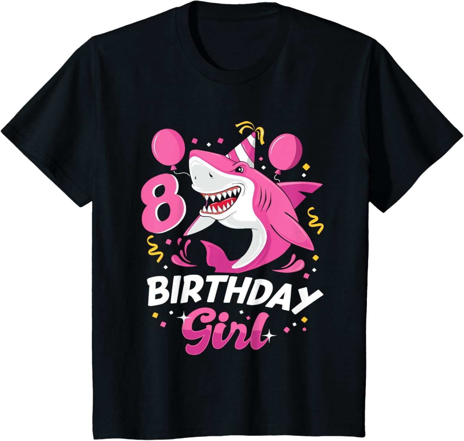 8Th Birthday Girl Shark Lovers Ocean Theme Party 8 Years Old T Shirt ...