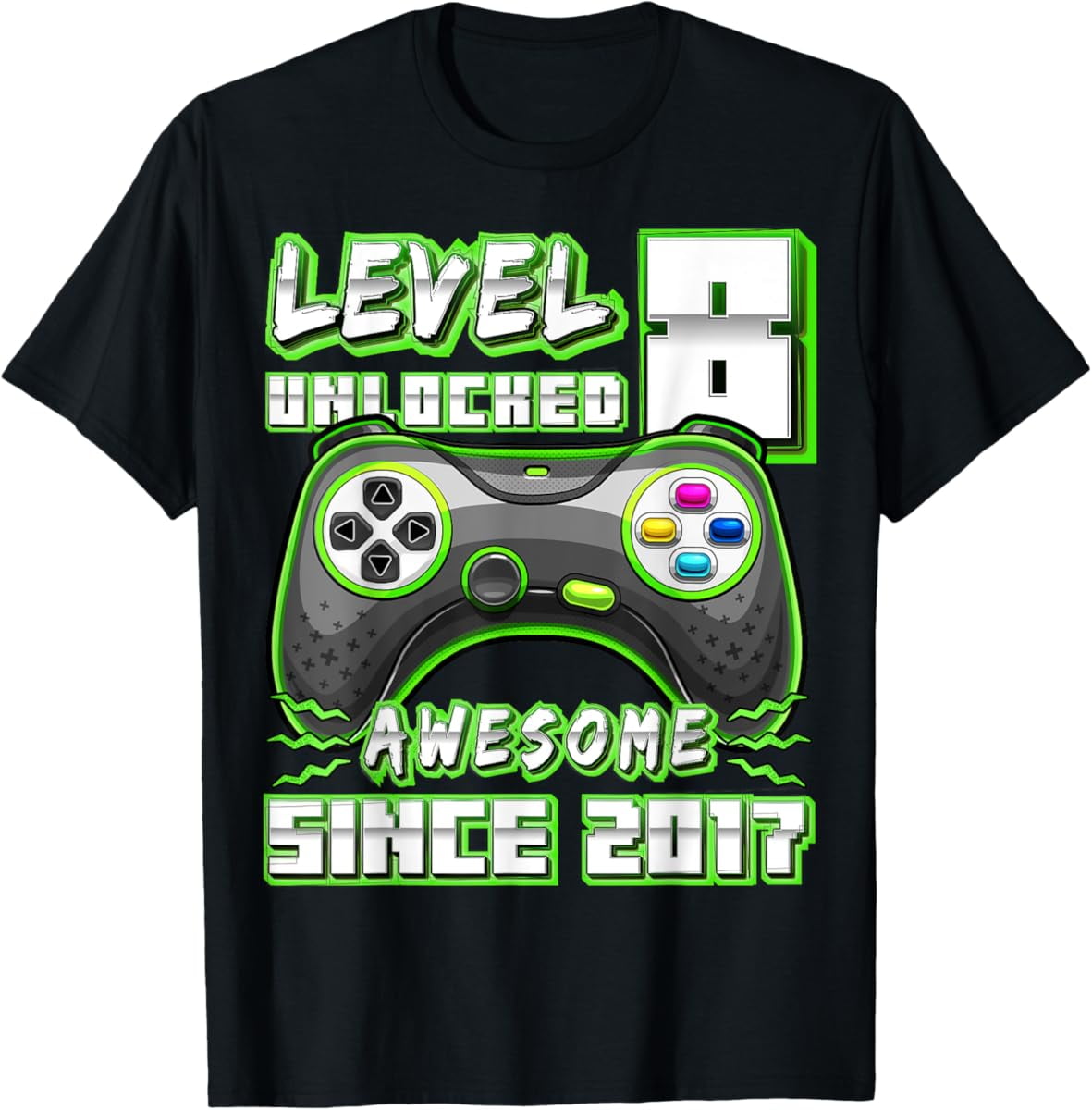 8Th Birthday Level 8 Gamer 8 Year Video Game Party Unisex T-Shirt S-5Xl ...