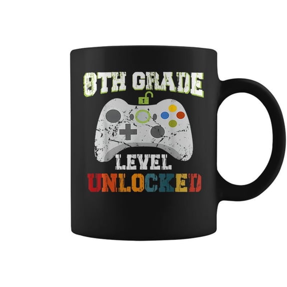 8Th Grade Level Unlocked Gamer First Day Of School Boys Coffee Mugs ...