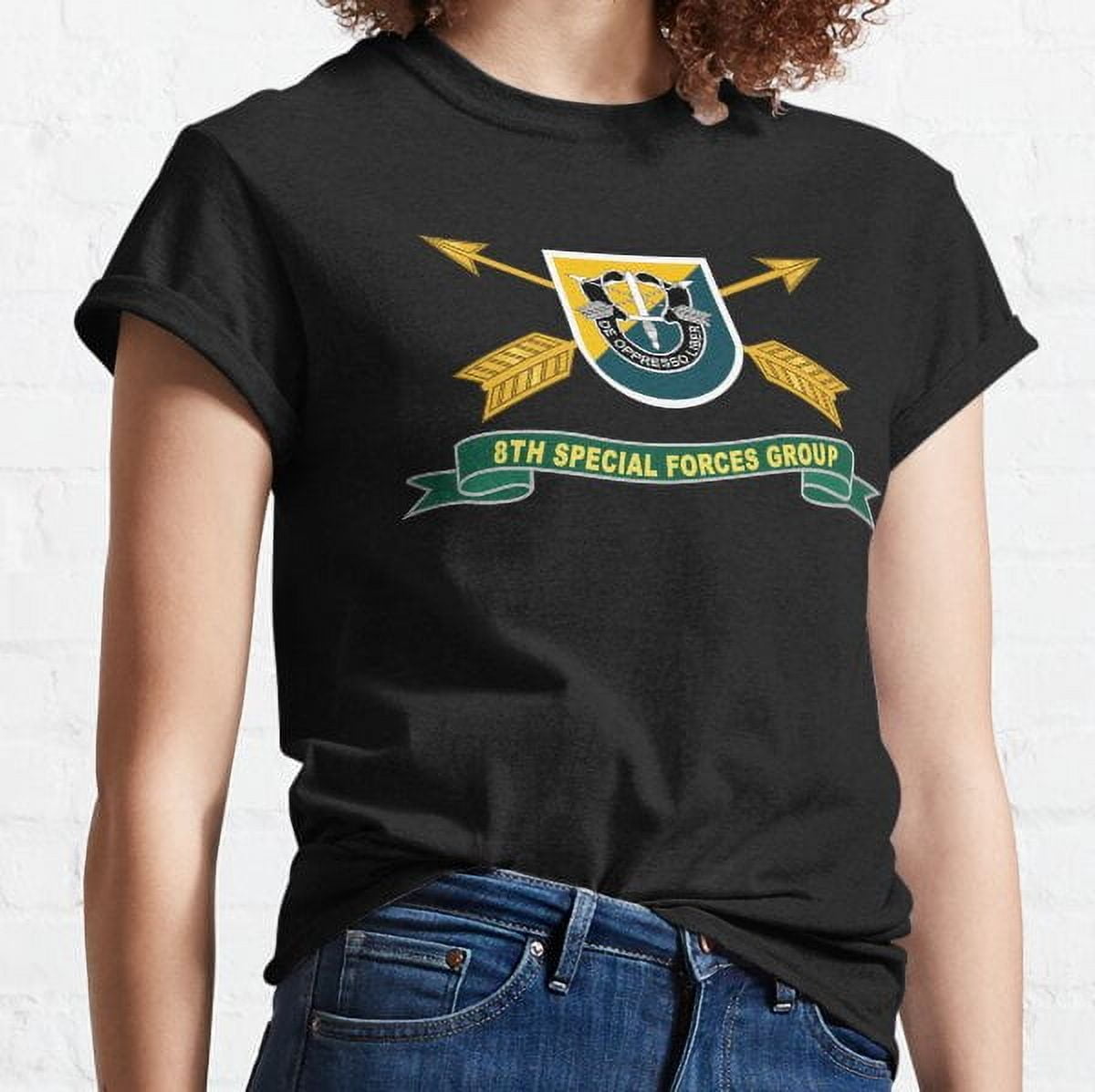 8Th Special Forces Group Flash W Br Ribbon X 300 Classic T-shirt ...