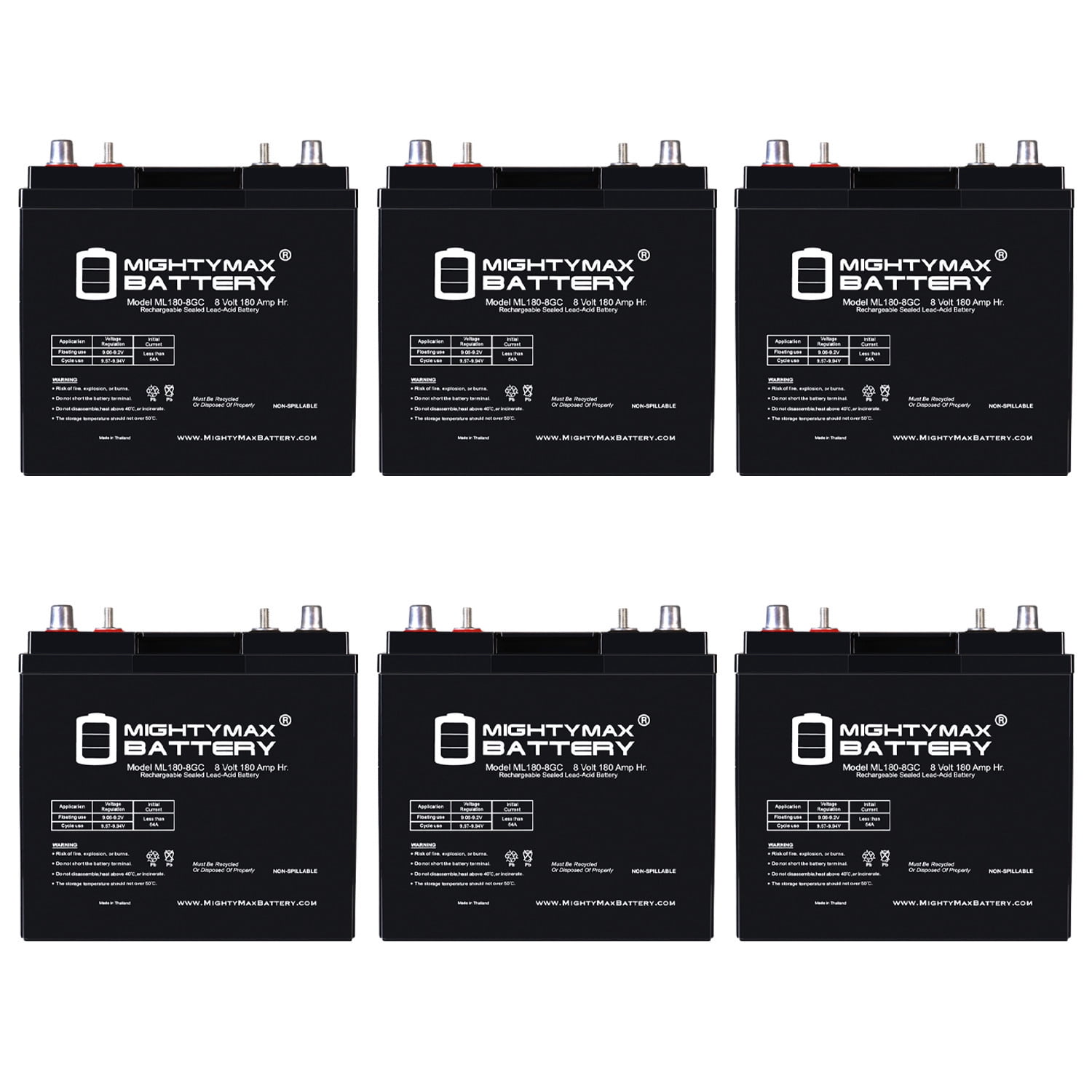 8V, 180Ah, AGM, Dual Terminal, Replacement Battery Compatible with Off ...