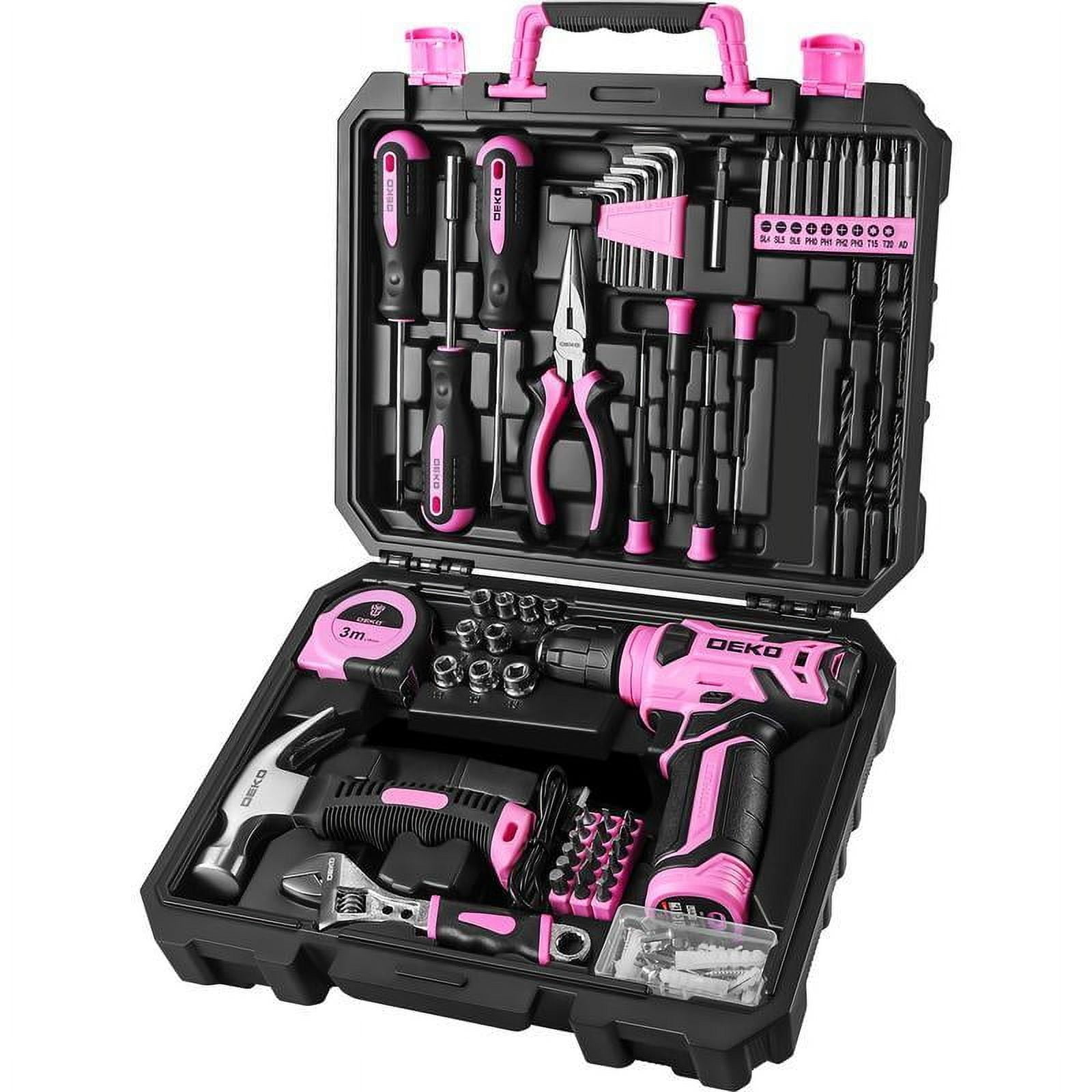 8V Cordless Drill Set, 126-Piece Household Tool Set with Storage Box ...