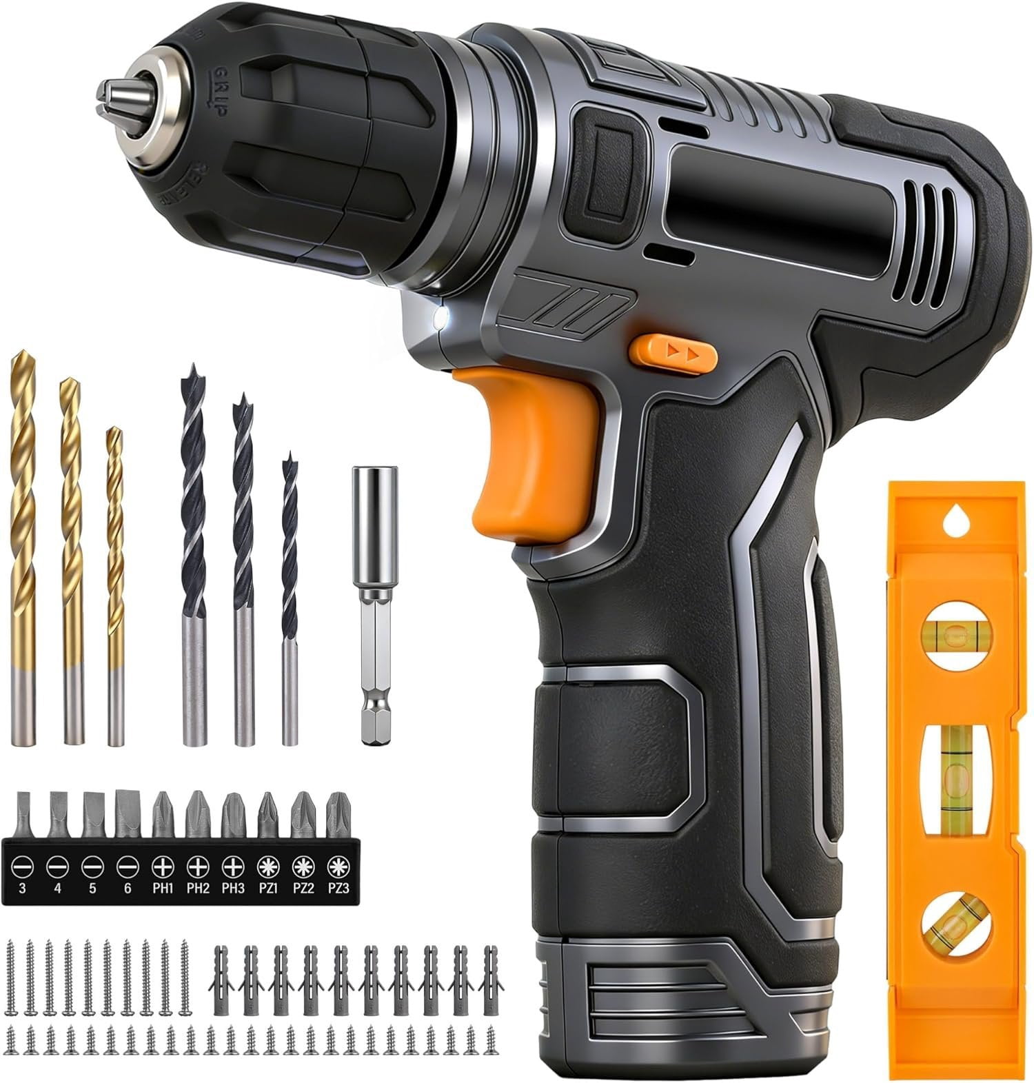 8V USB Power Drill Driver Screw Drill Bit Set. Cordless & Rechargeable ...