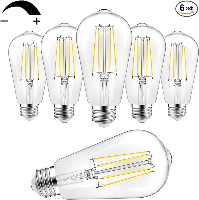 8W LED Light Bulb Edison Bulbs 100 Watt equivalent, Vintage ST58 ...
