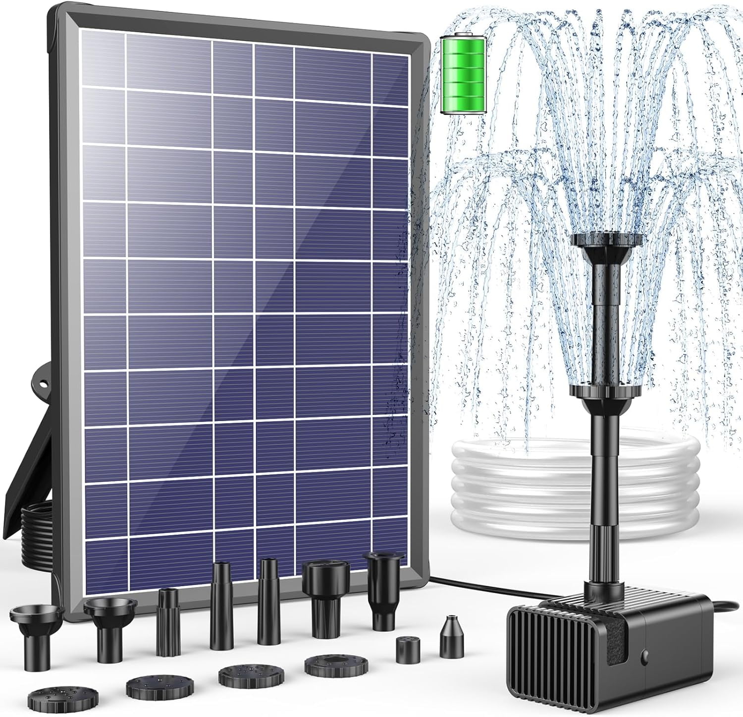 8W Solar Fountain Pump With 3600mAh Battery Backup, Water fountain for ...
