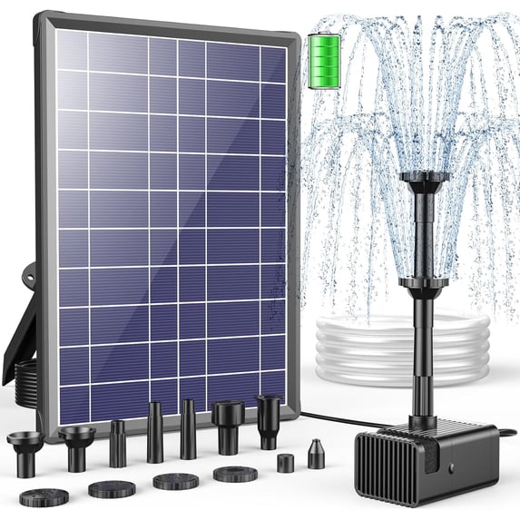 8W Solar Fountain Pump With 3600mAh Battery Backup, Water fountain for ...