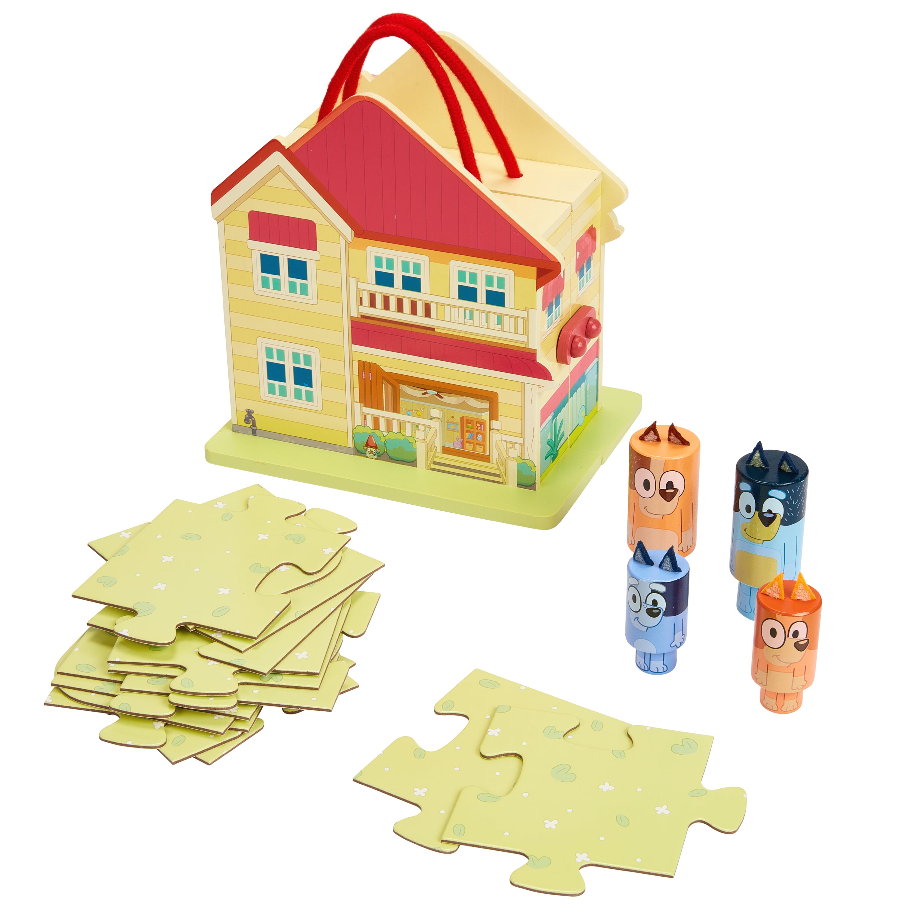 Bluey Wooden Carry Along House, Indoor & Outdoor Play, 22 Pieces, Ages ...