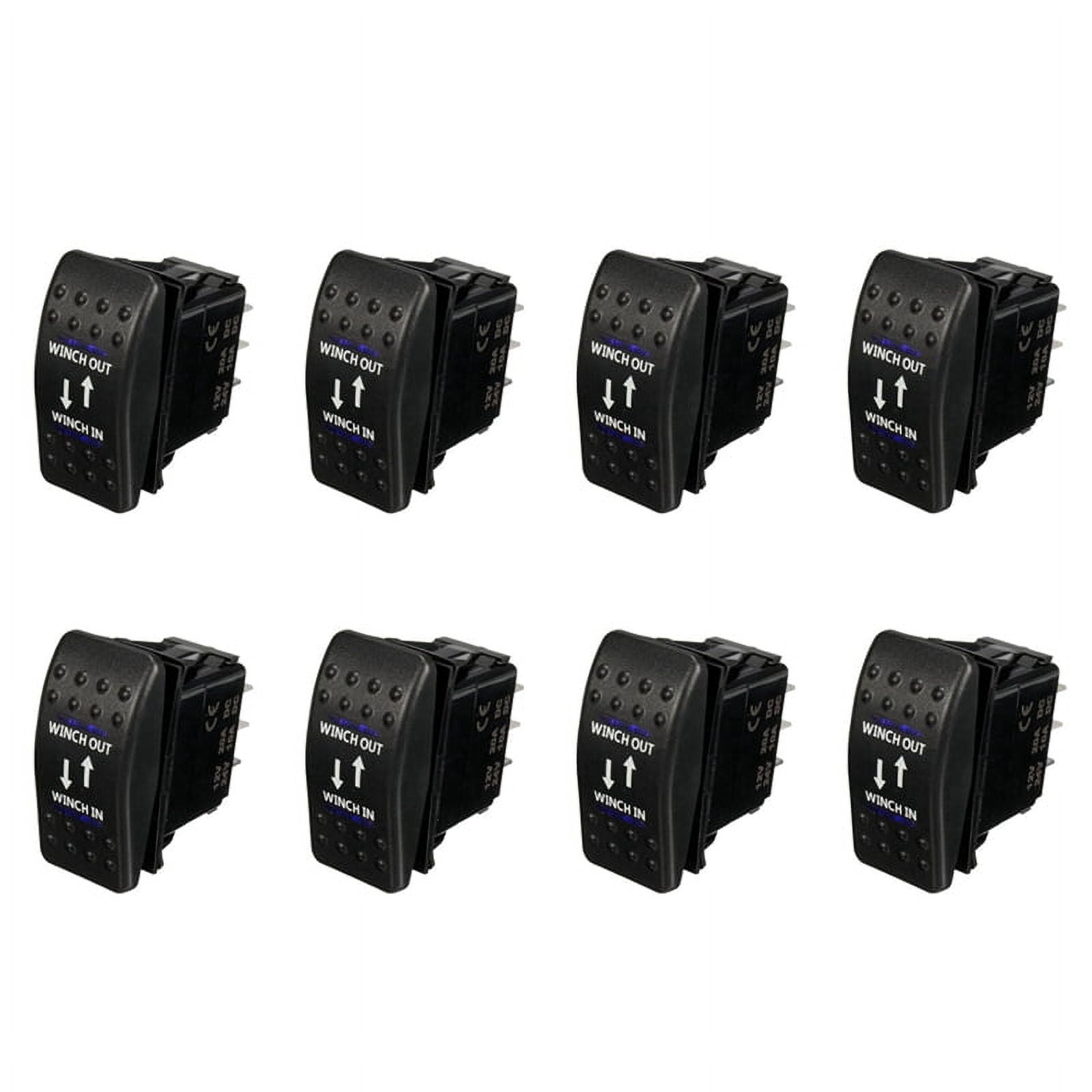 8X 12V 20A Winch in Winch Out ON--on Rocker Switch 7 Pin LED Blue ...