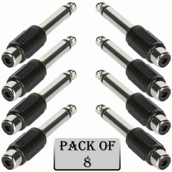 8X 6.35Mm 1/4" Mono Male Plug To Rca Female Jack Audio Adapter Cable ...