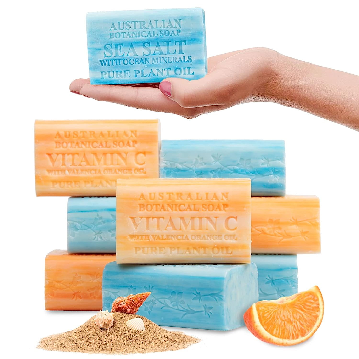 Australian Botanical Soap 8X Pack, Shea Butter Enriched, Sea Salt with ...
