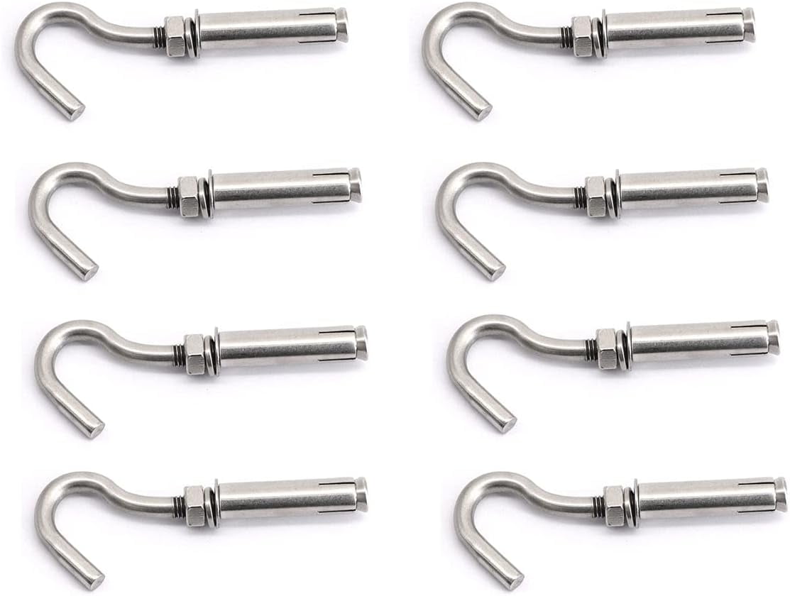 8X M8 Expansion Screw Bolts Open Cup Hook 304 Stainless Steel Anchor ...