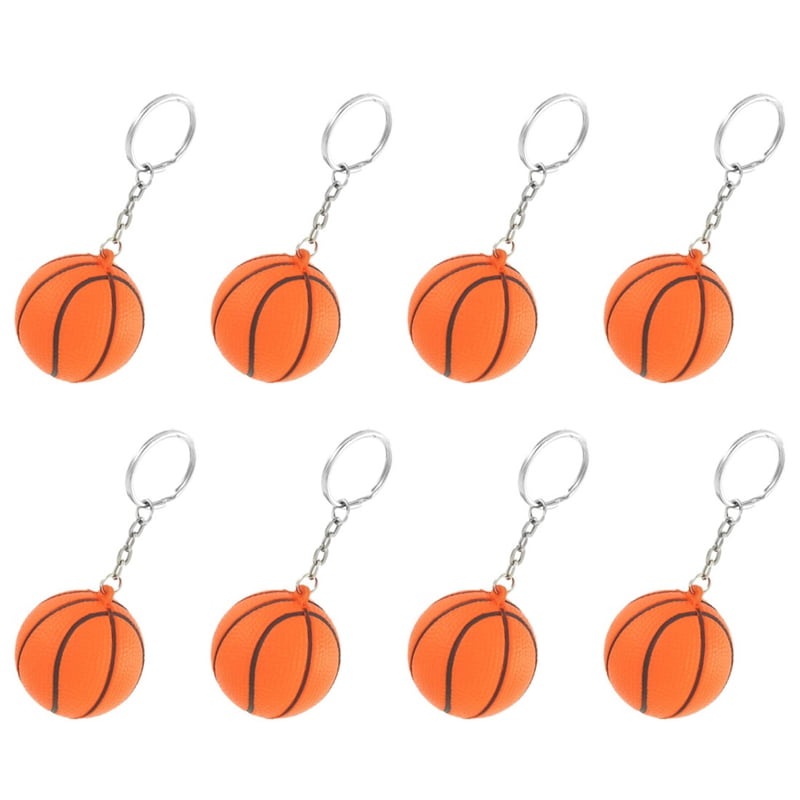 8X Orange Black Basketball Shape Sport Stress Ball Link Chain Key Ring ...