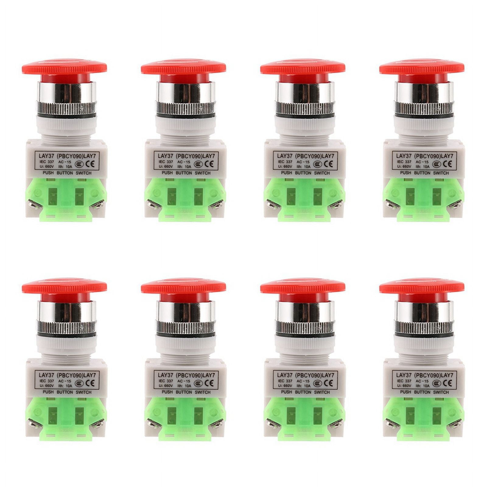 8X Red Mushroom Cap 1NO 1NC DPST Emergency Stop Push Button Switch AC 660V 10A - Walmart.com