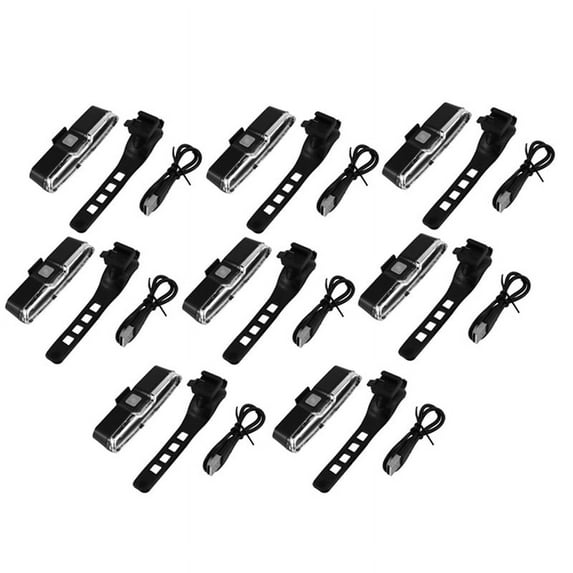 8X USB Rechargeable Front Rear Bicycle Light Lithium Battery LED Bike ...