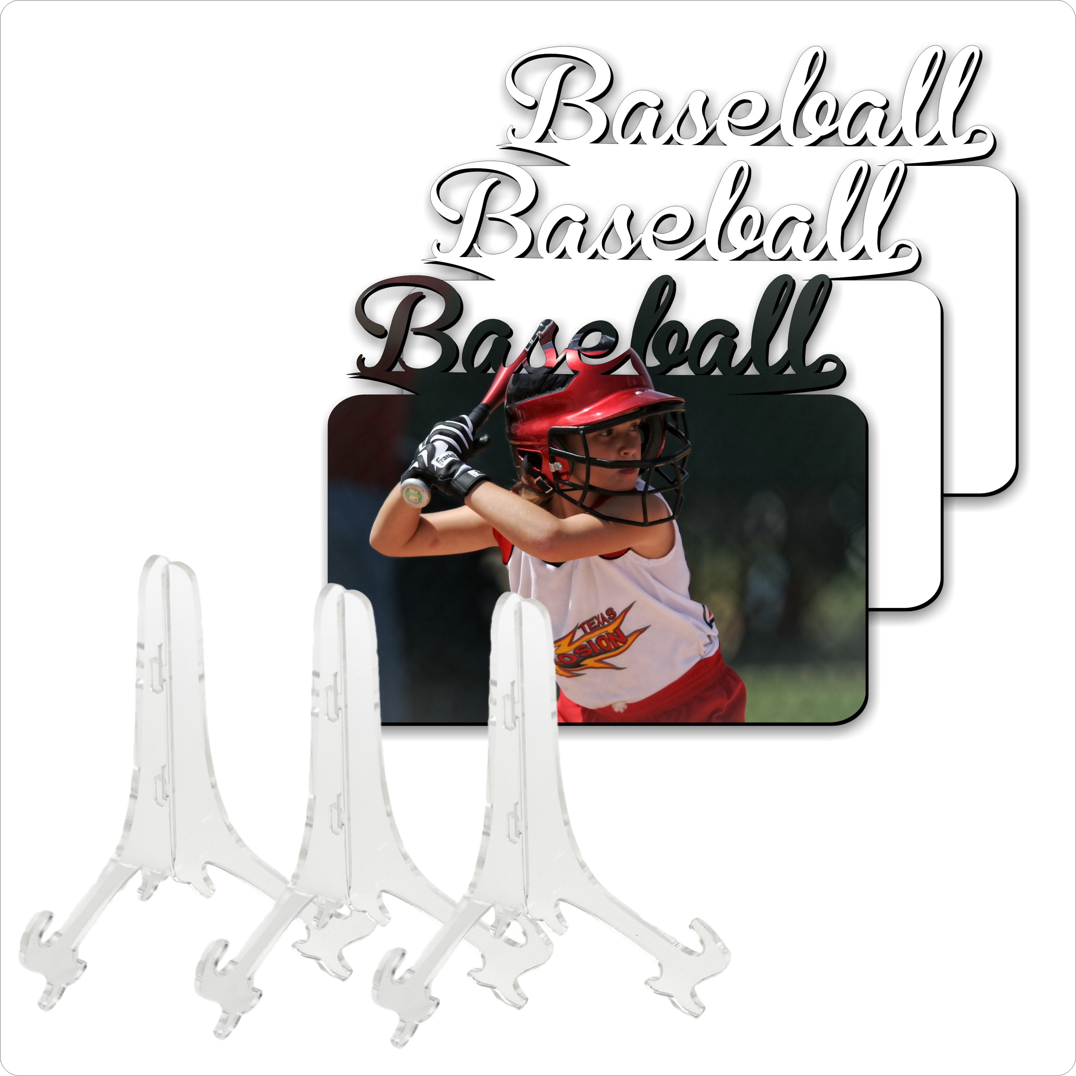 8X10 BASEBALL MOM SPORTS 6PK 3 FRAMES/ 3 STANDS SUBLIMATION BLANKS ...