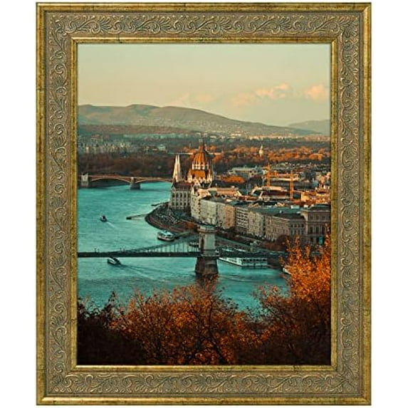 , 8X10 Ornate Finish Photo Frame, Distressed Gold Color, Real Glass ...