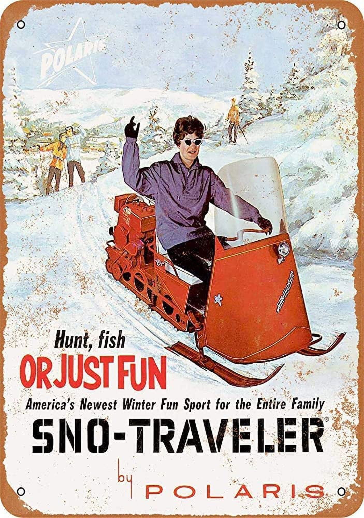 8X12 Inch Metal Tin Sign Polaris SNO-Traveler Snowmobiles Vintage Look ...