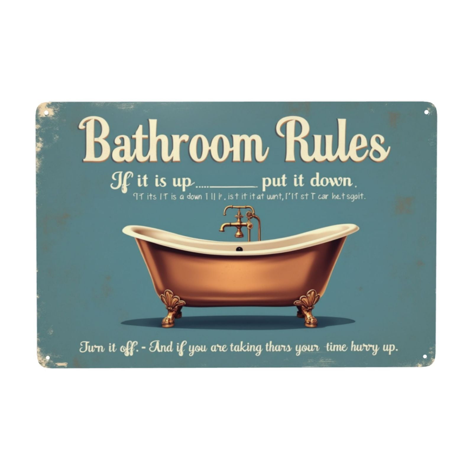 8X12 inch Bathroom Rules Retro Rustic Metal Sign Warning Tin Sign For Home Toilet Bathroom ...