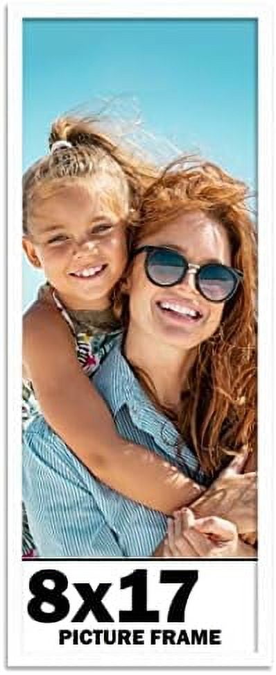 8X17 Frame White Solid Wood Picture Frame Includes UV Shatter Guard ...