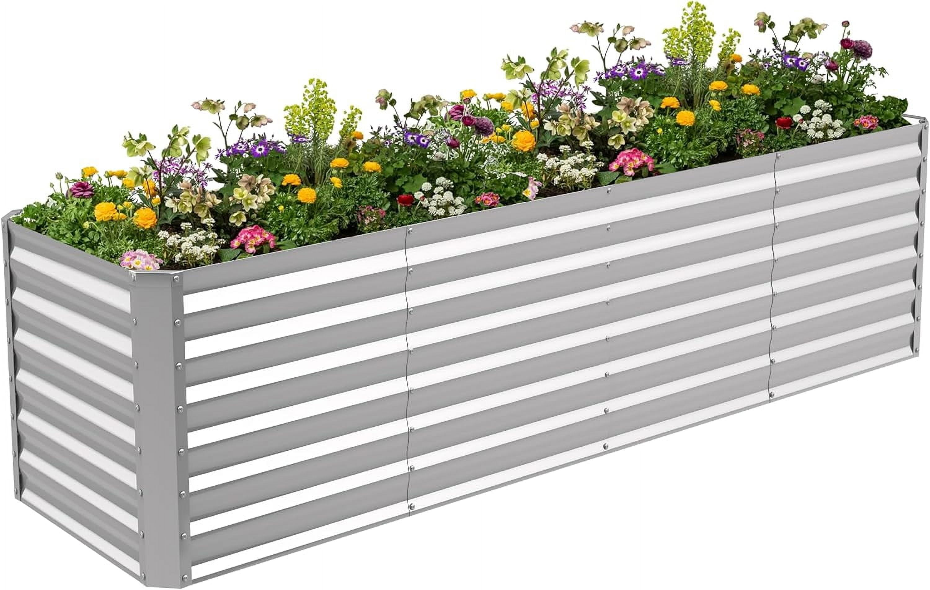 8X2X2ft Galvanized Raised Garden Bed for Gardening,Metal Planter Boxes ...