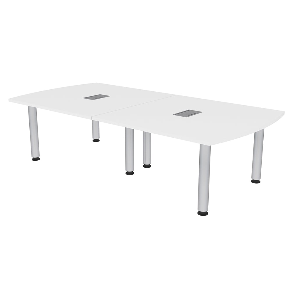 8X4 Arc Rectangle Conference Table Silver Post Legs Power And Data ...