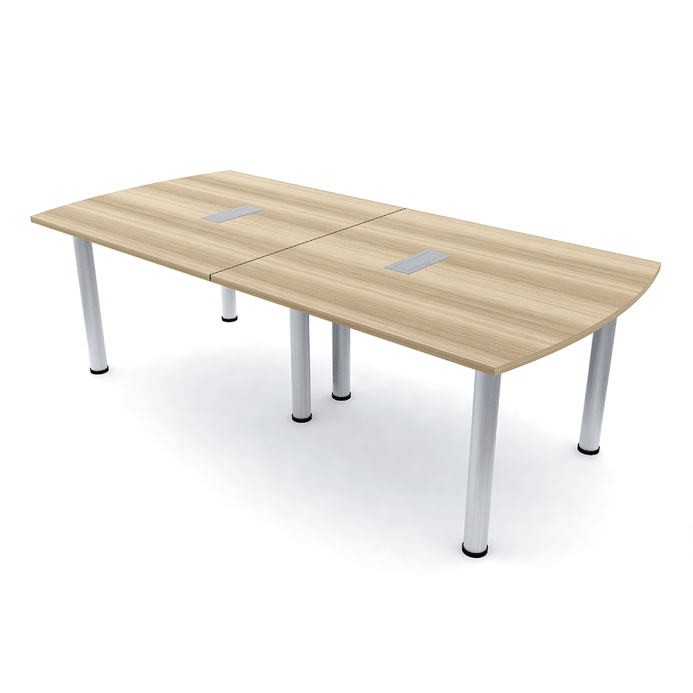 8X4 Arc Rectangle Conference Table Silver Post Legs Power And Data ...