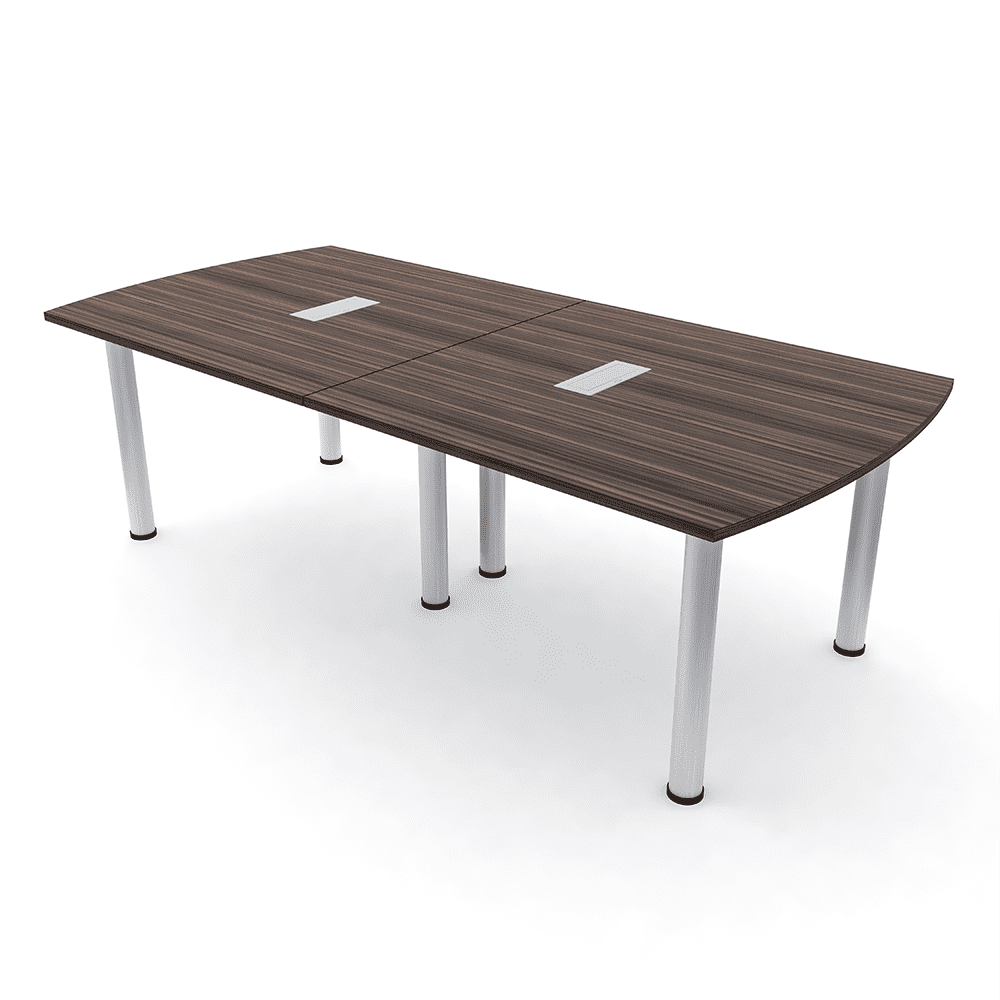 8X4 Arc Rectangle Conference Table Silver Post Legs Power And Data ...