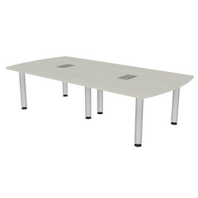 6 Person Oval Conference Table With Silver Post Legs Power And Data ...