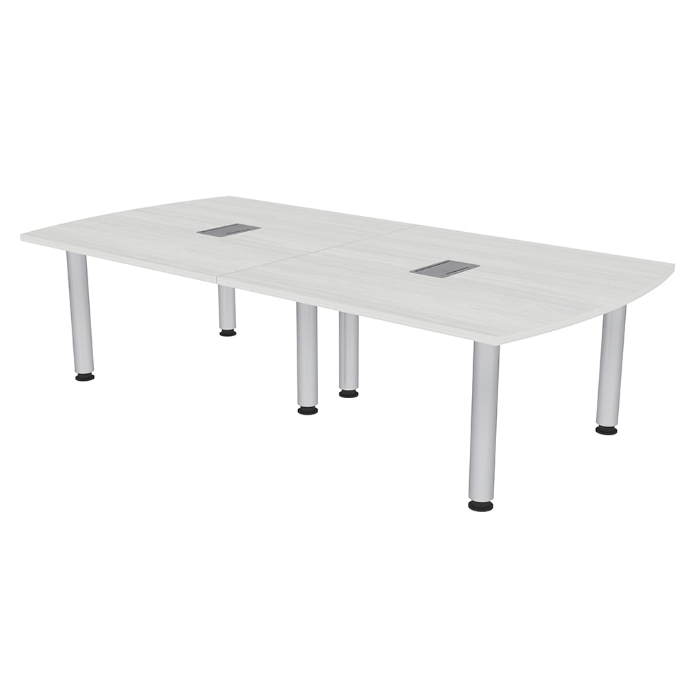 8X4 Arc Rectangle Conference Table Silver Post Legs Power And Data ...