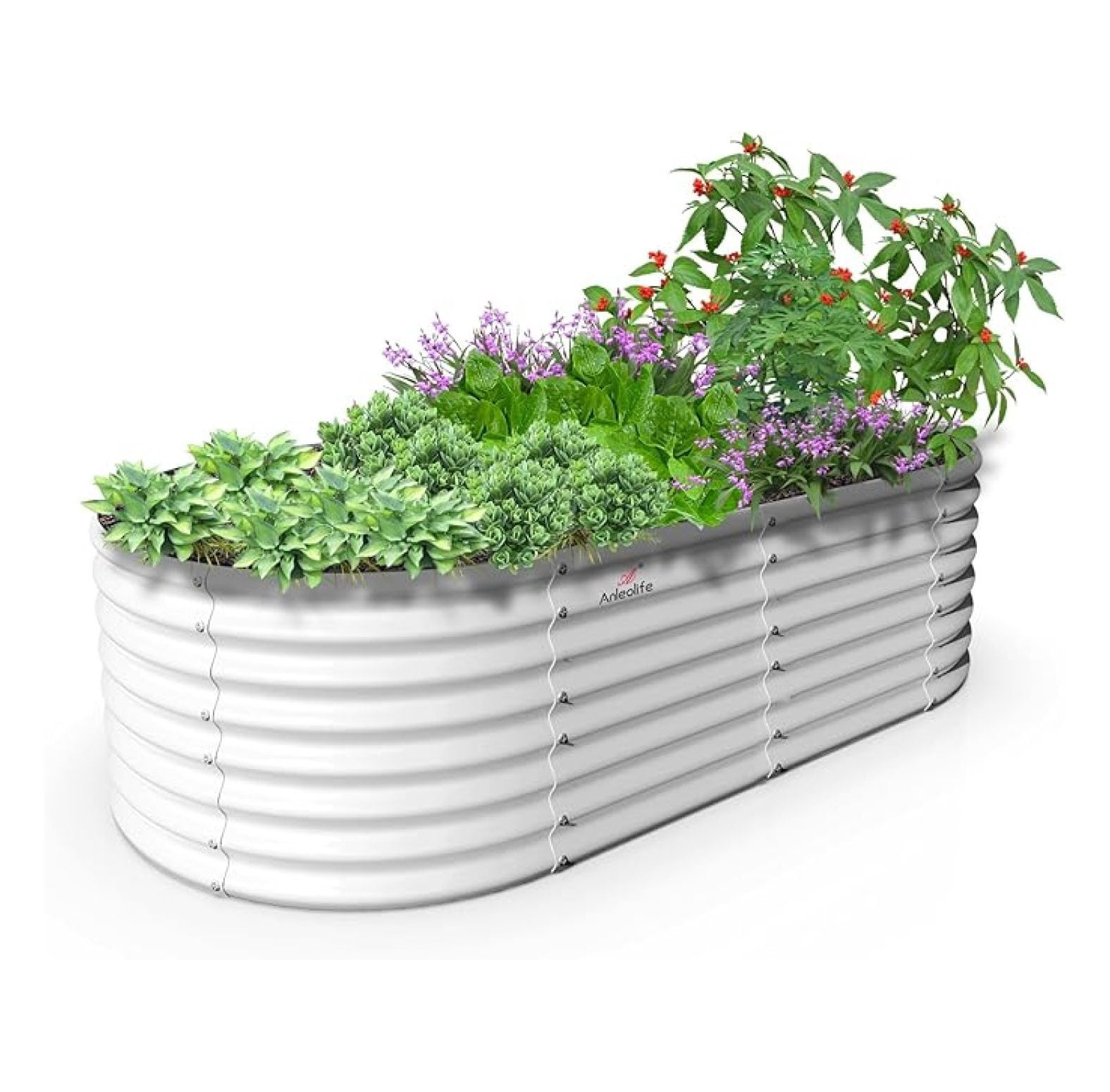 8X4X2 ft Galvanized Raised Garden Beds Outdoor, Oval Large Metal Deep ...