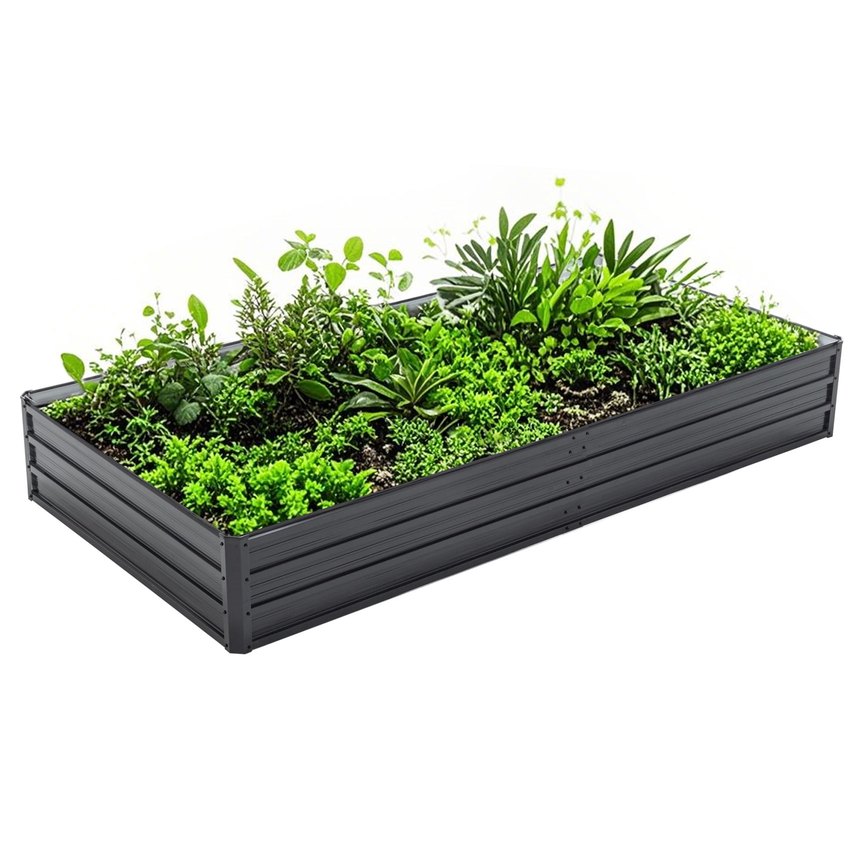 8X4x1 FT Galvanized Raised Garden Bed, Outdoor Planter Box Metal Patio ...
