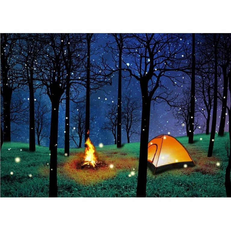 Camping Background Theme Forest Scene Camping Backdrop Supplies