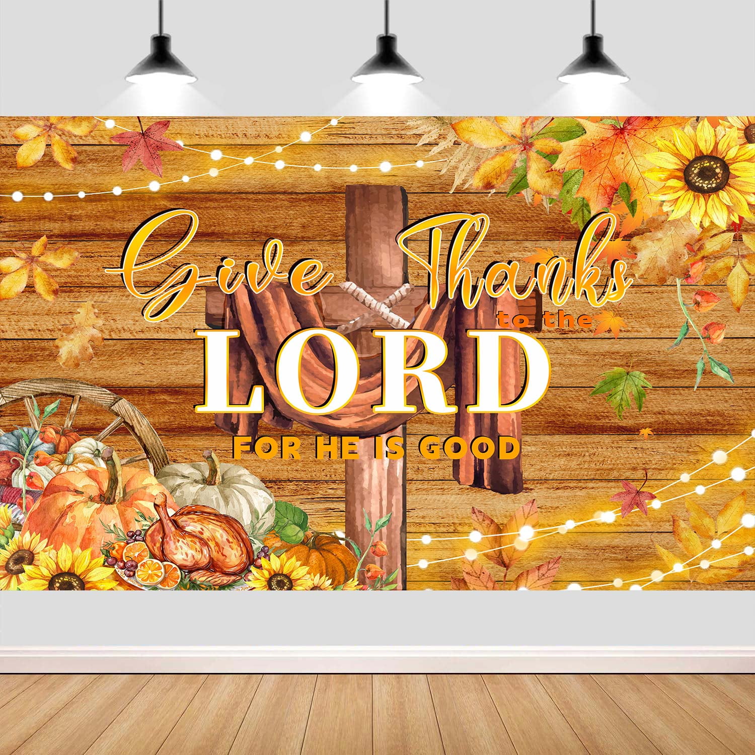 8X6ft Thanksgiving Christian Backdrop Banner Decorations, Give Thanks ...